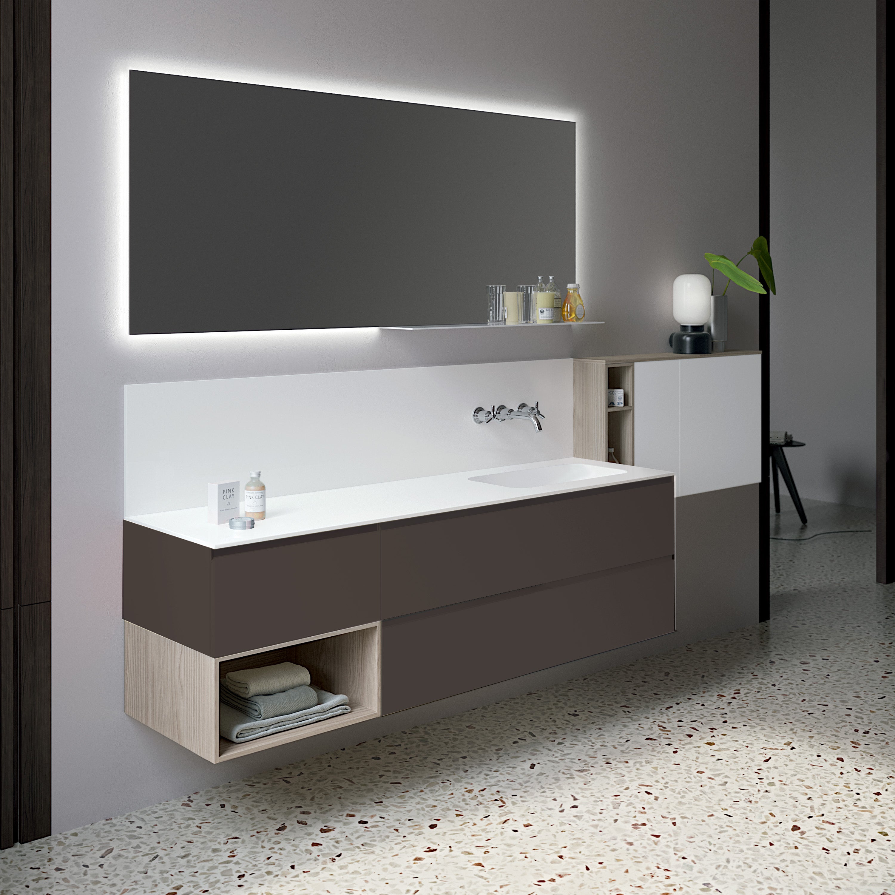 Mobile da bagno sospeso sotto lavabo Eklettica L 85 x H 25 x P 35 cm ...
