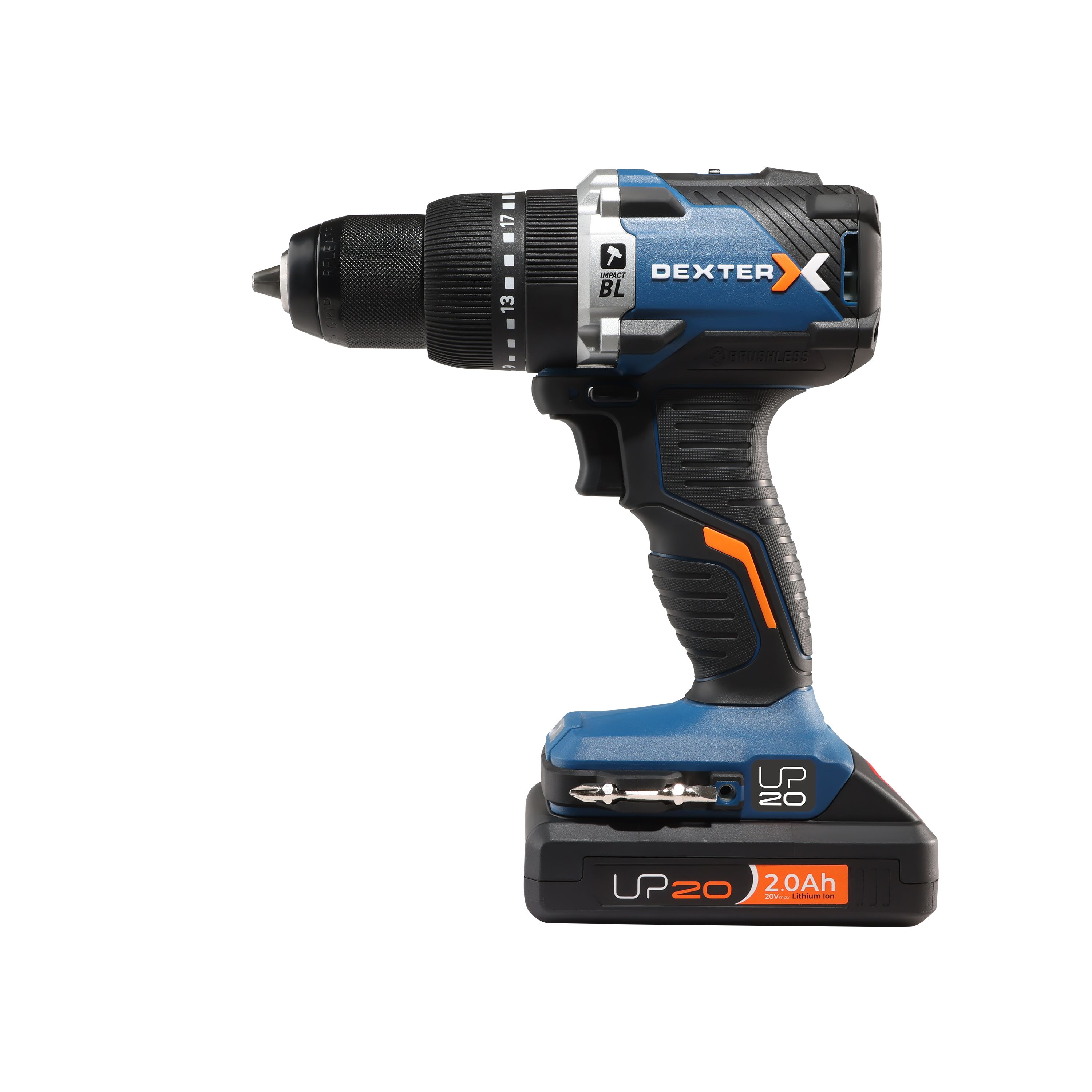 Trapano a percussione a batteria DEXTER 20ID3-60BL.2A 20V 2 4Ah, 2 ...