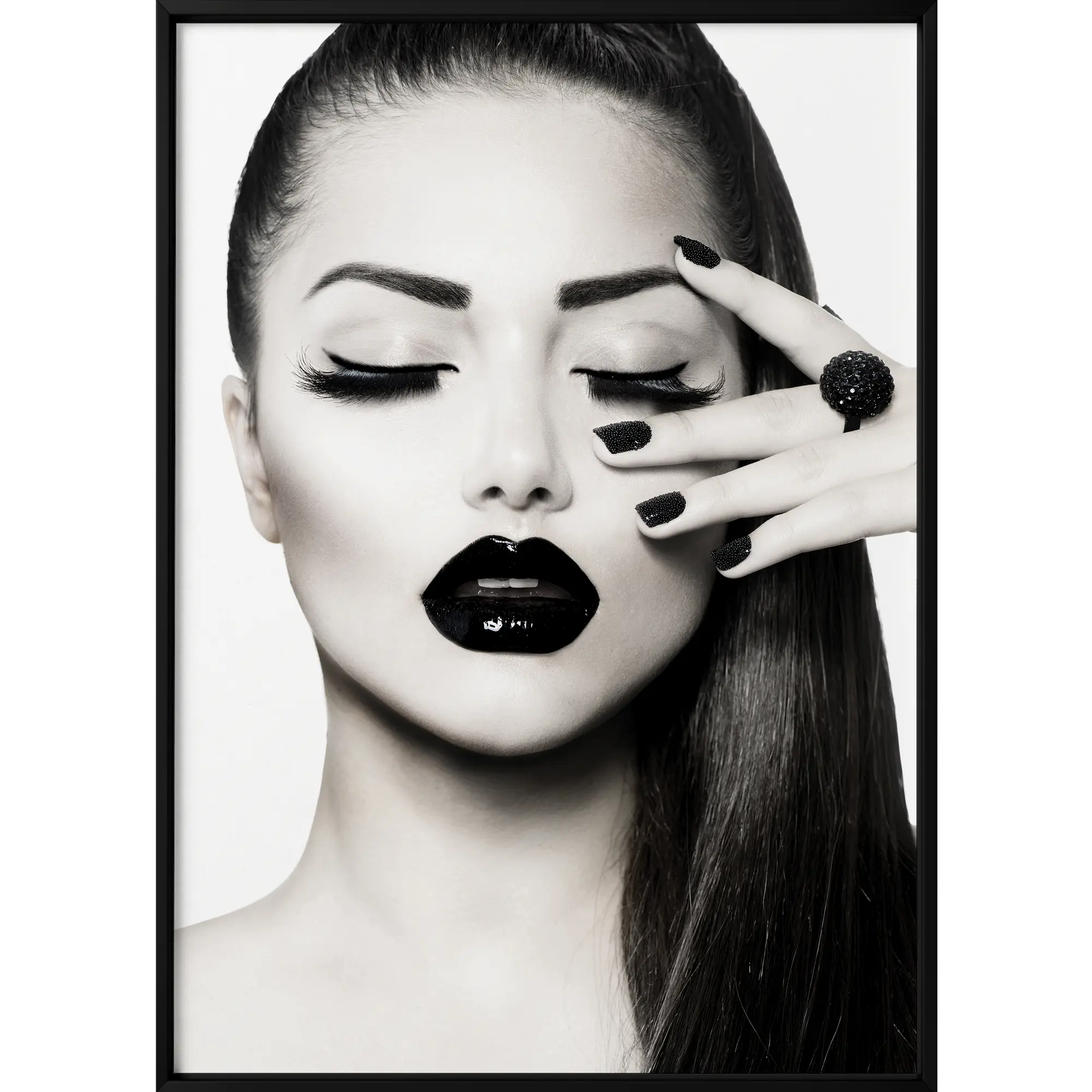 Obraz Kobieta Czarne Usta 50 x 70 cm - Leroy Merlin