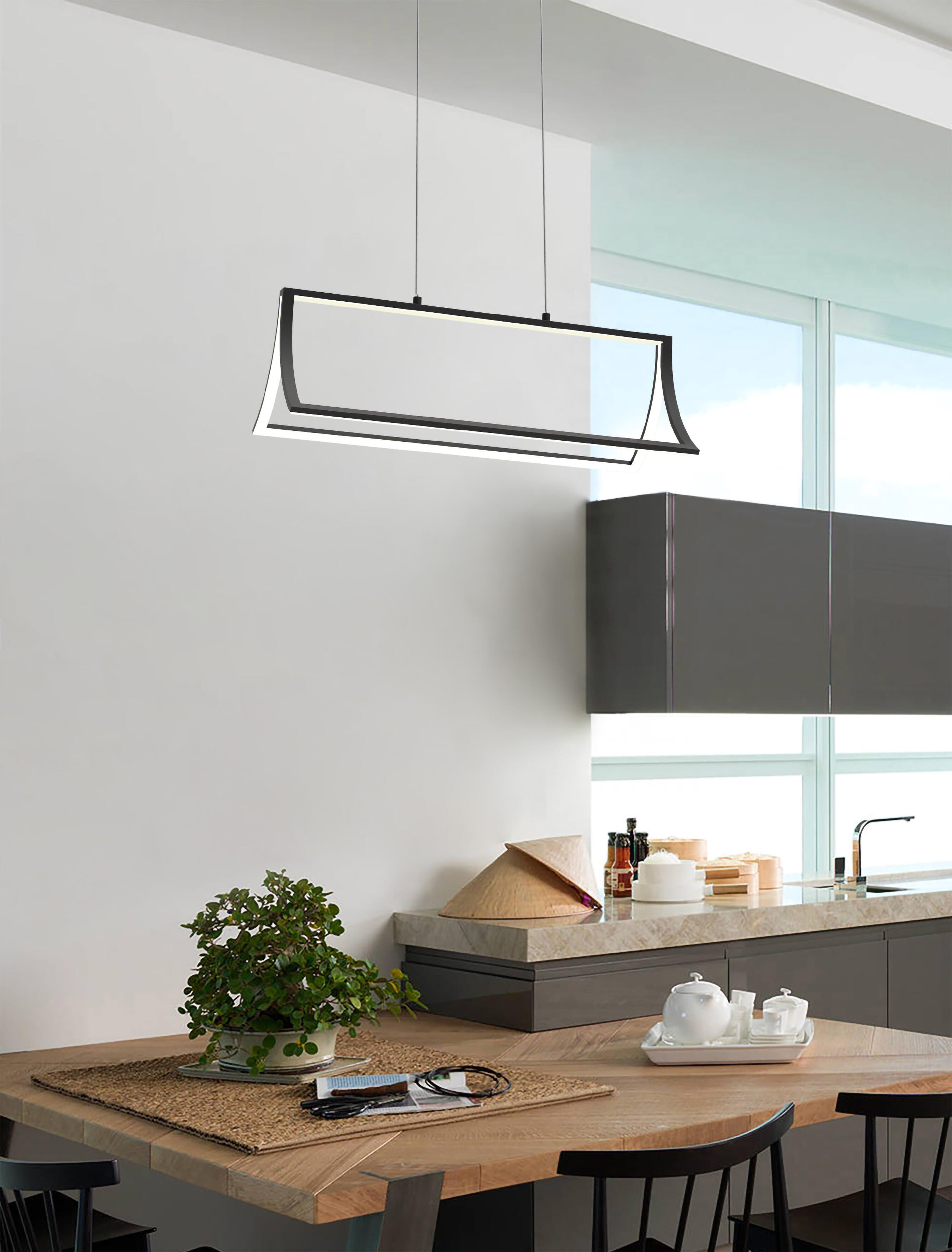 Lampadario LED design Opera nero, luce naturale 3650 lumen, NOVECENTO ...