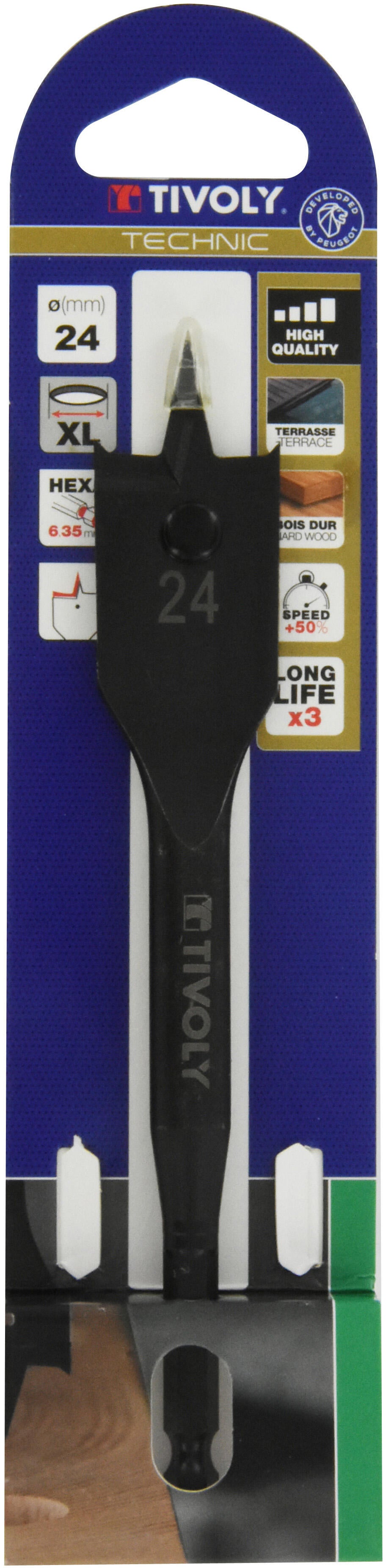 Mèche plate pour bois, Diam.24 mm, L.158 mm TIVOLY | Leroy Merlin