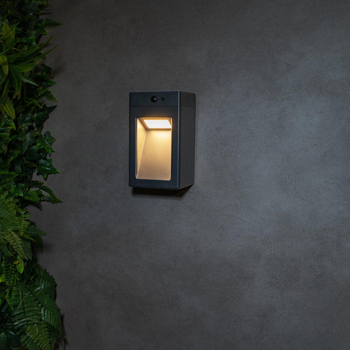 Aplique solar exterior luz LED blanco cálido Athos aluminio gris con ...