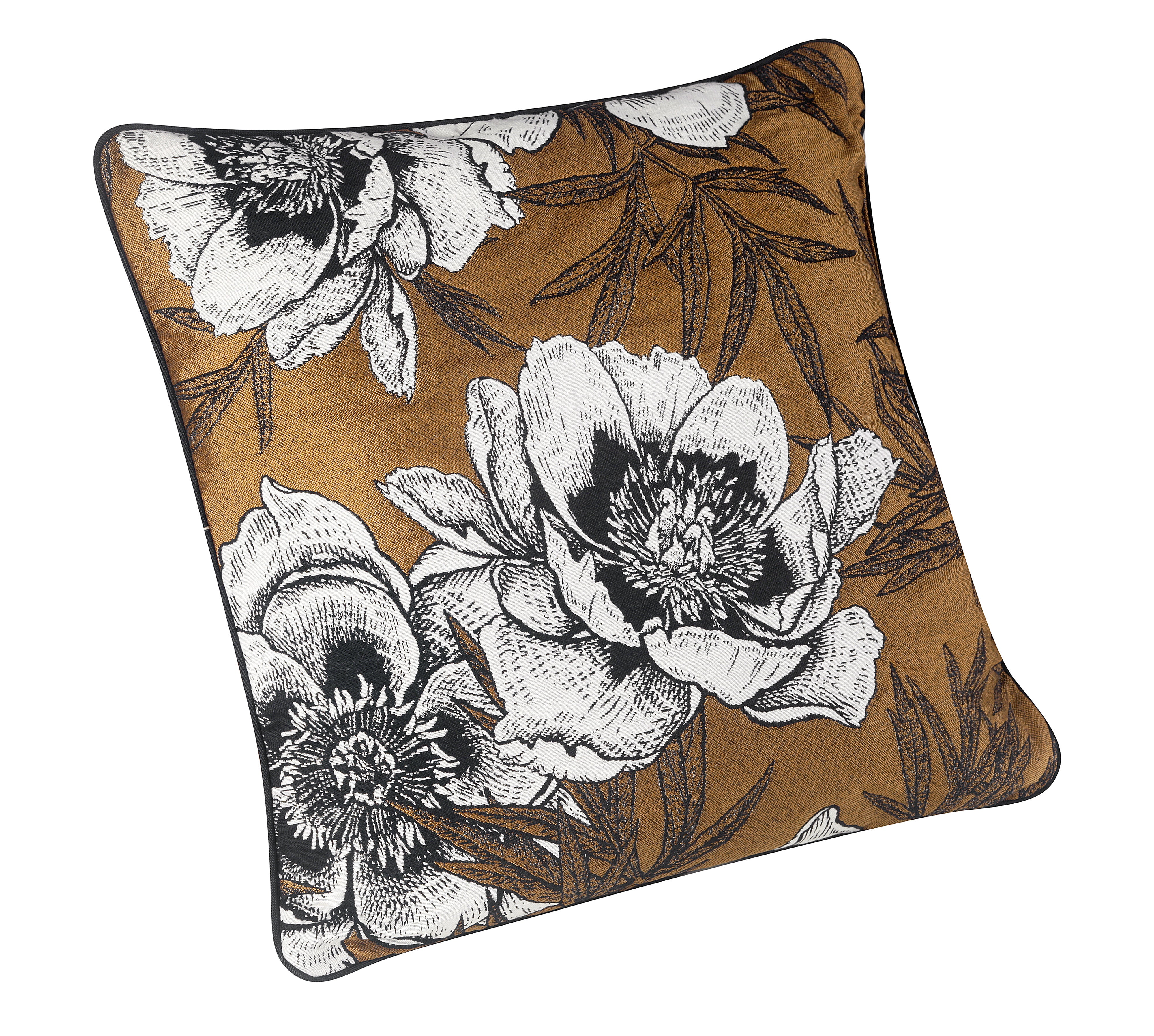 Coussin Peonia, mordoré et noir l.45 x H.45 cm | Leroy Merlin