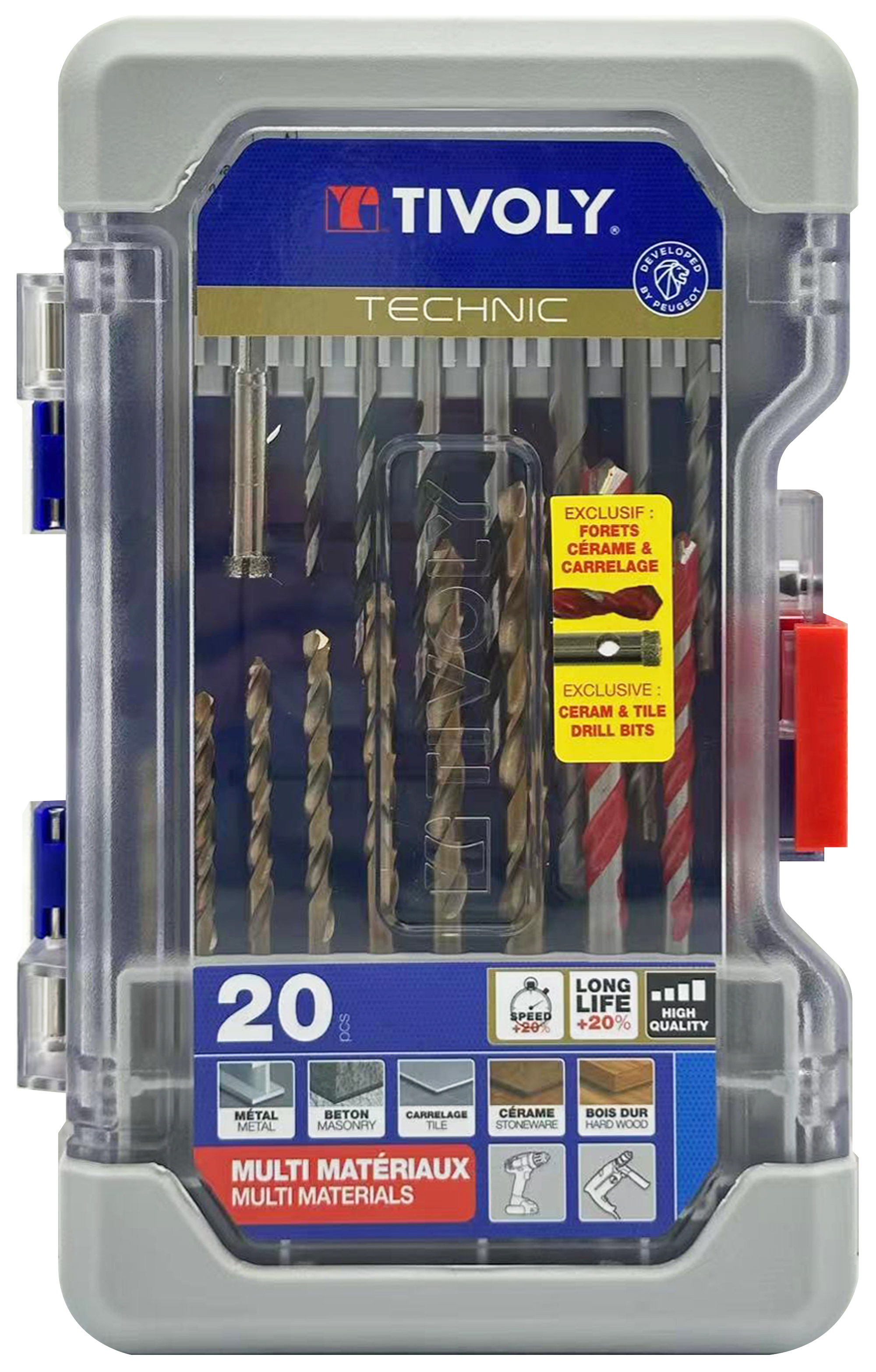 Coffret de 20 forets multimatériaux, Diam.3 à 8 mm TIVOLY | Leroy Merlin