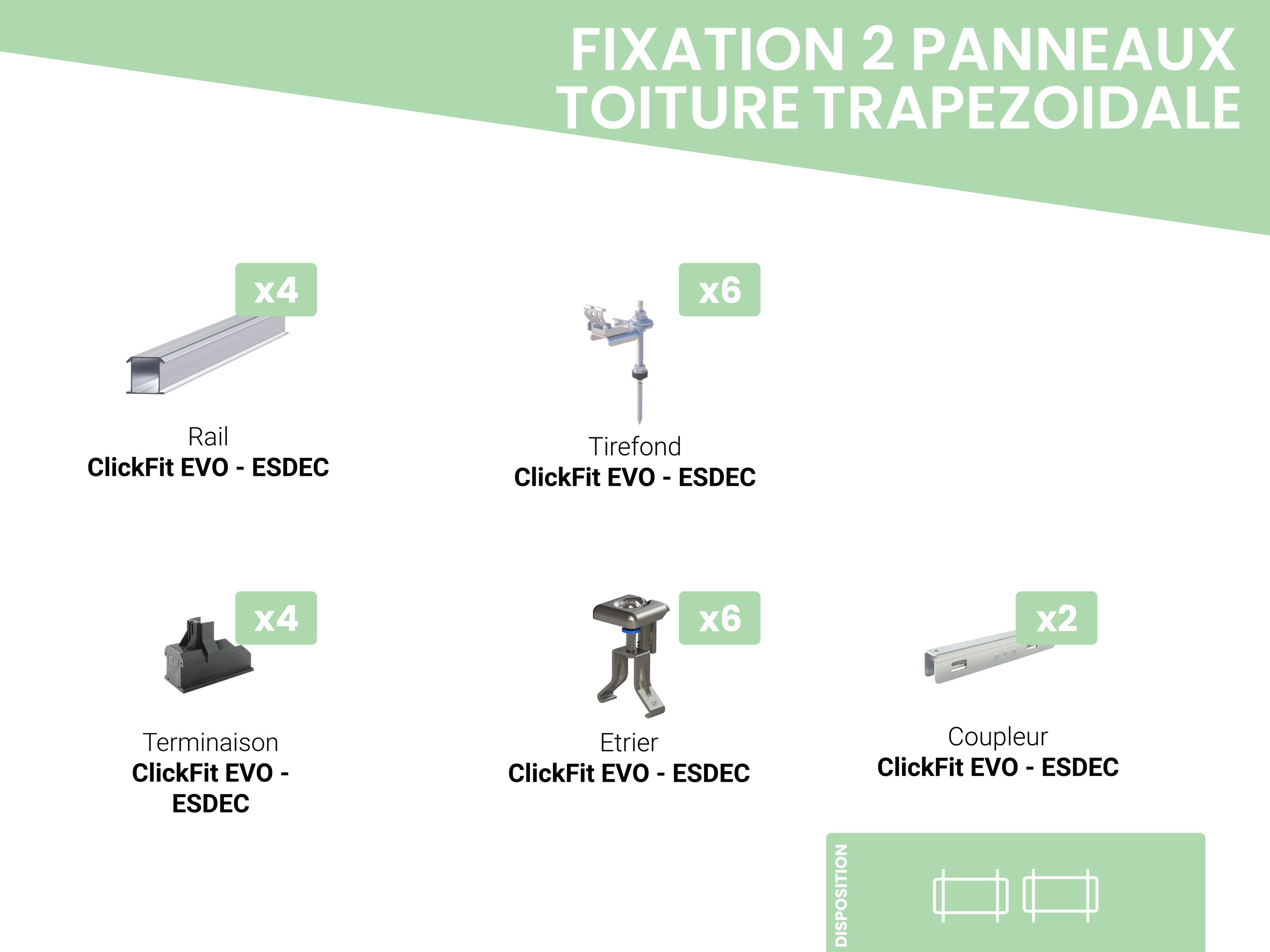 Kit de fixation panneau solaire toit ondulé, pour 2 panneaux, ESDEC ... Kit de fixation panneau solaire toit ondulé, pour 2 panneaux, ESDEC ...