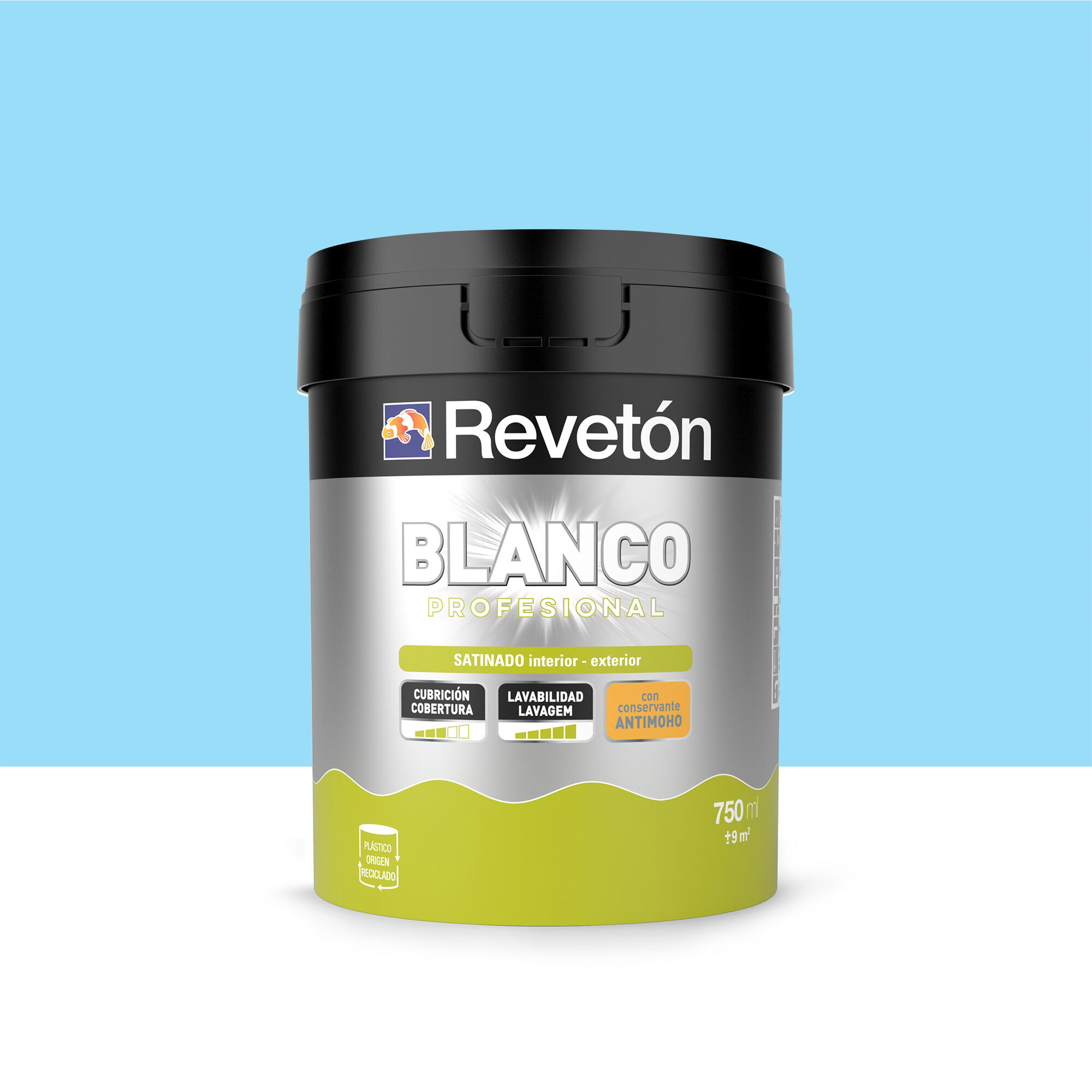 Pintura interior satinado REVETON PRO 0.75L 0530-r90b azul cielo ...