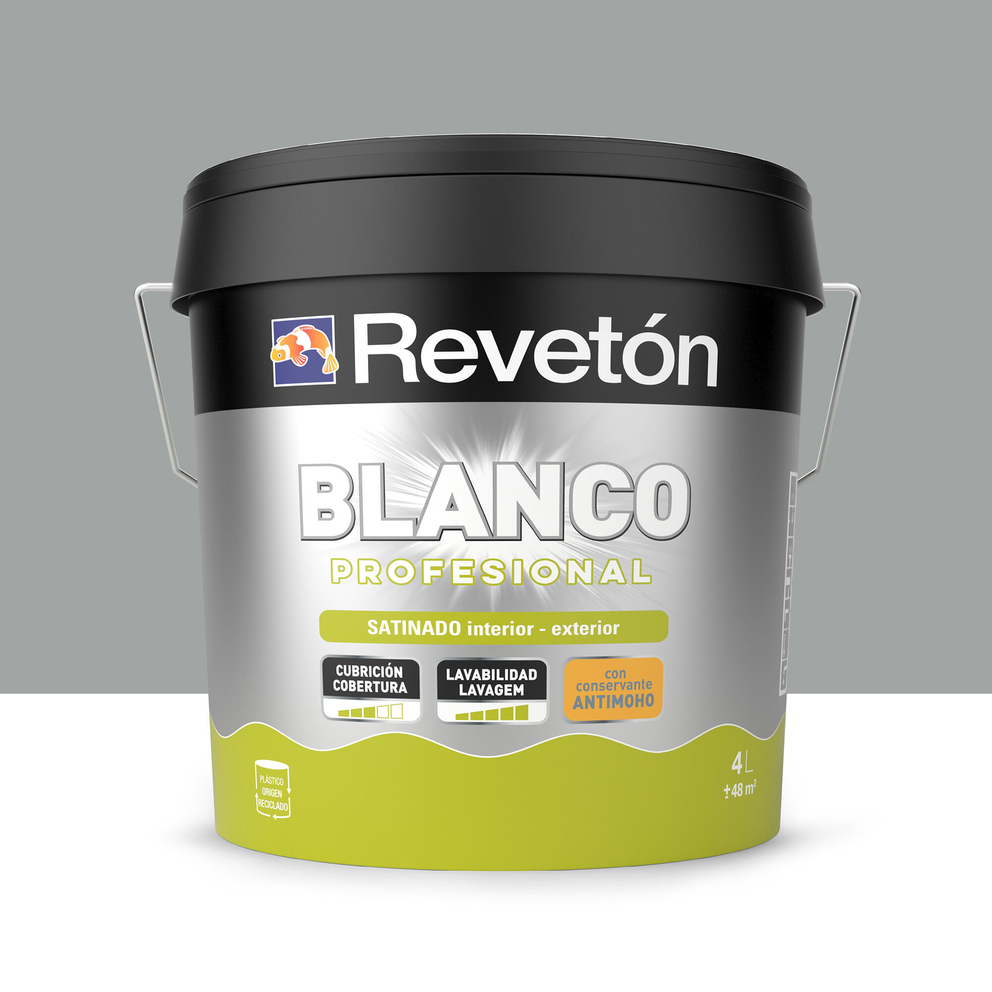Pintura interior satinado REVETON PRO 4L 4000-n gris estandar oscuro ...