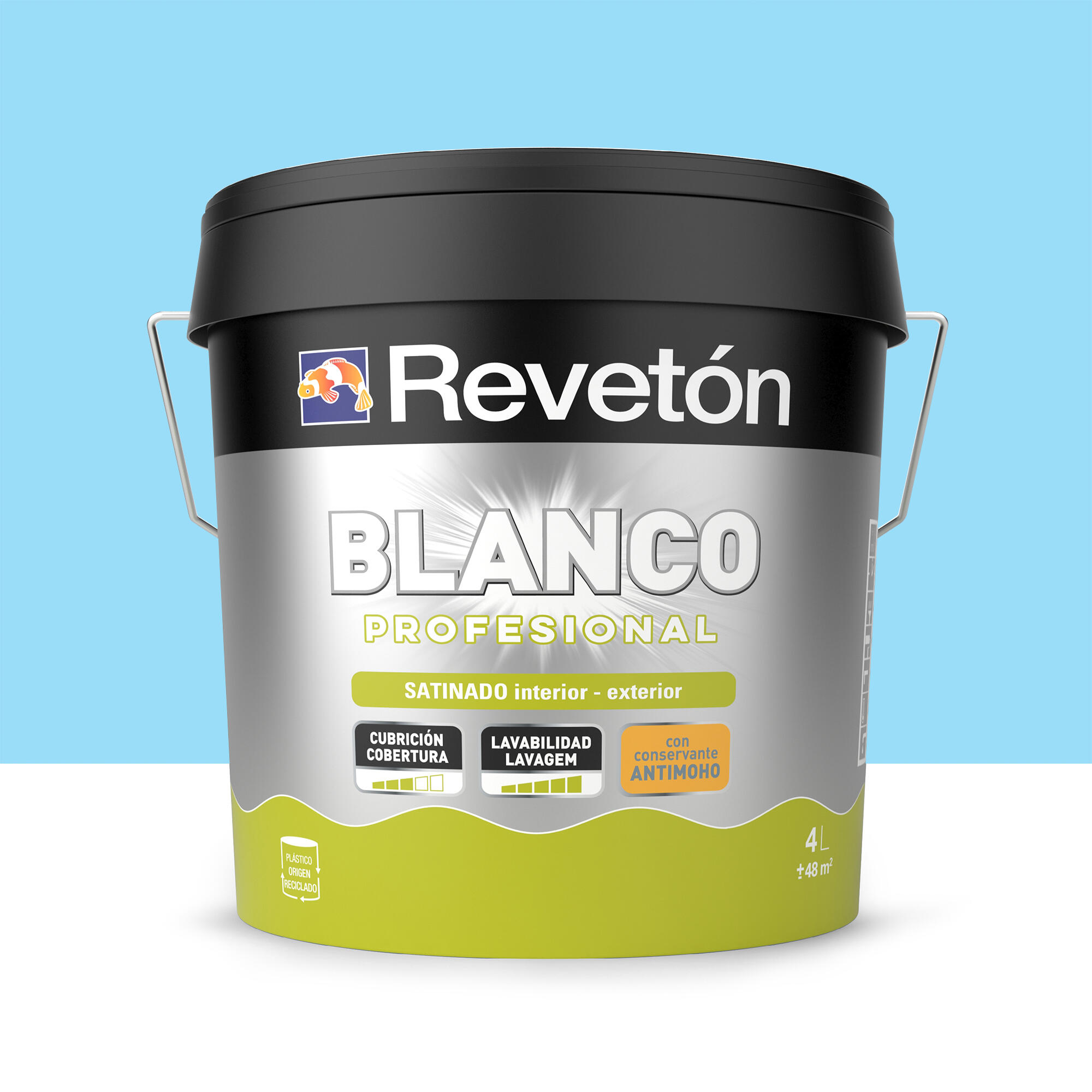 Pintura interior satinado REVETON BLANCO PRO 4L 0530-r90b azul cielo ...