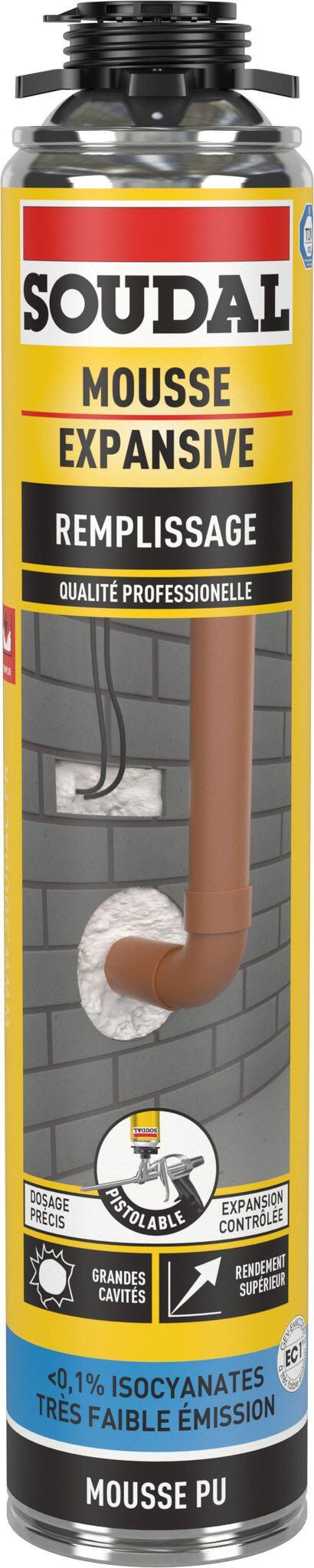 Mousse expansive PU pistolable, SOUDAL, 700 ML | Leroy Merlin