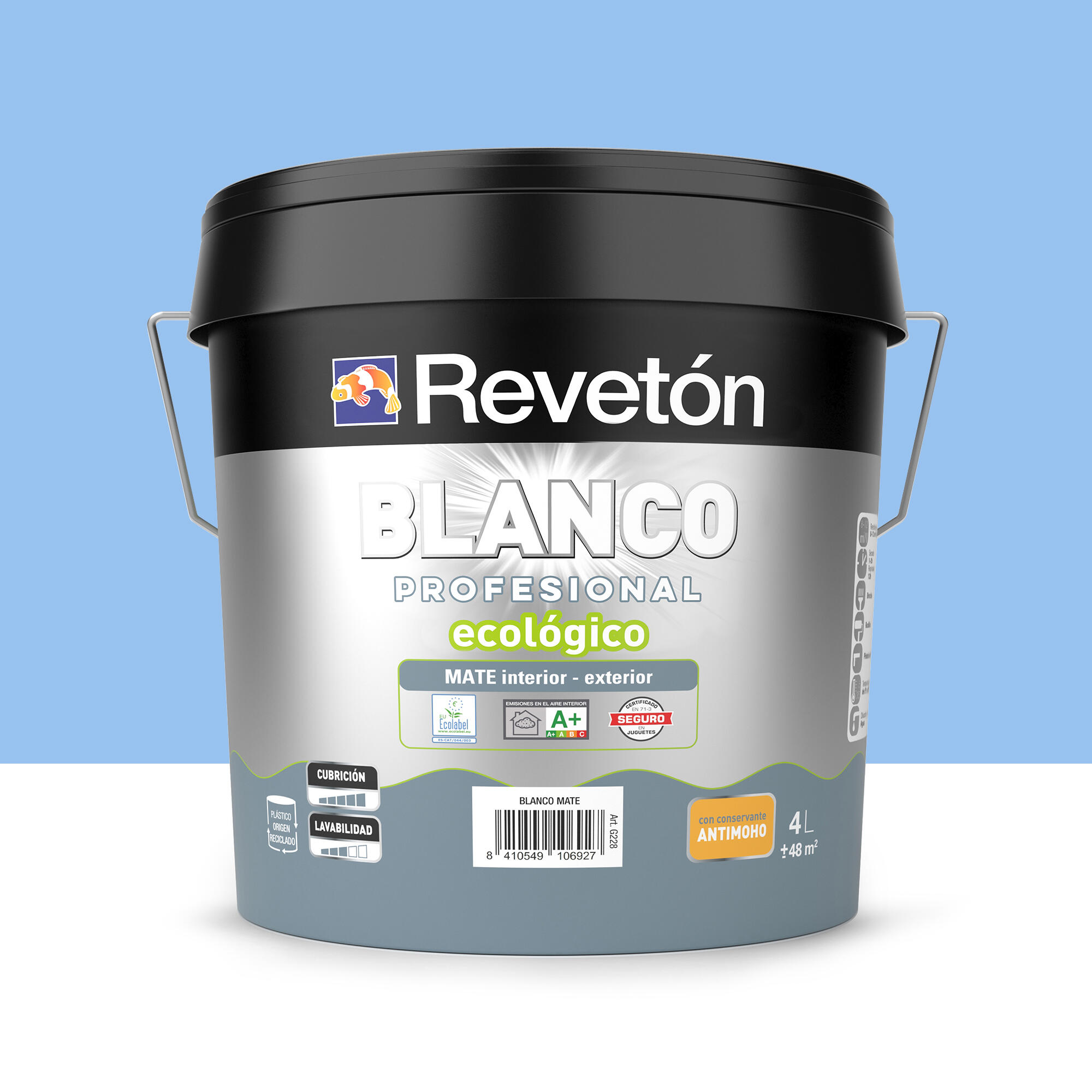 Pintura interior mate REVETON PRO 4L 1040-r80b azul porcelana luminoso ...