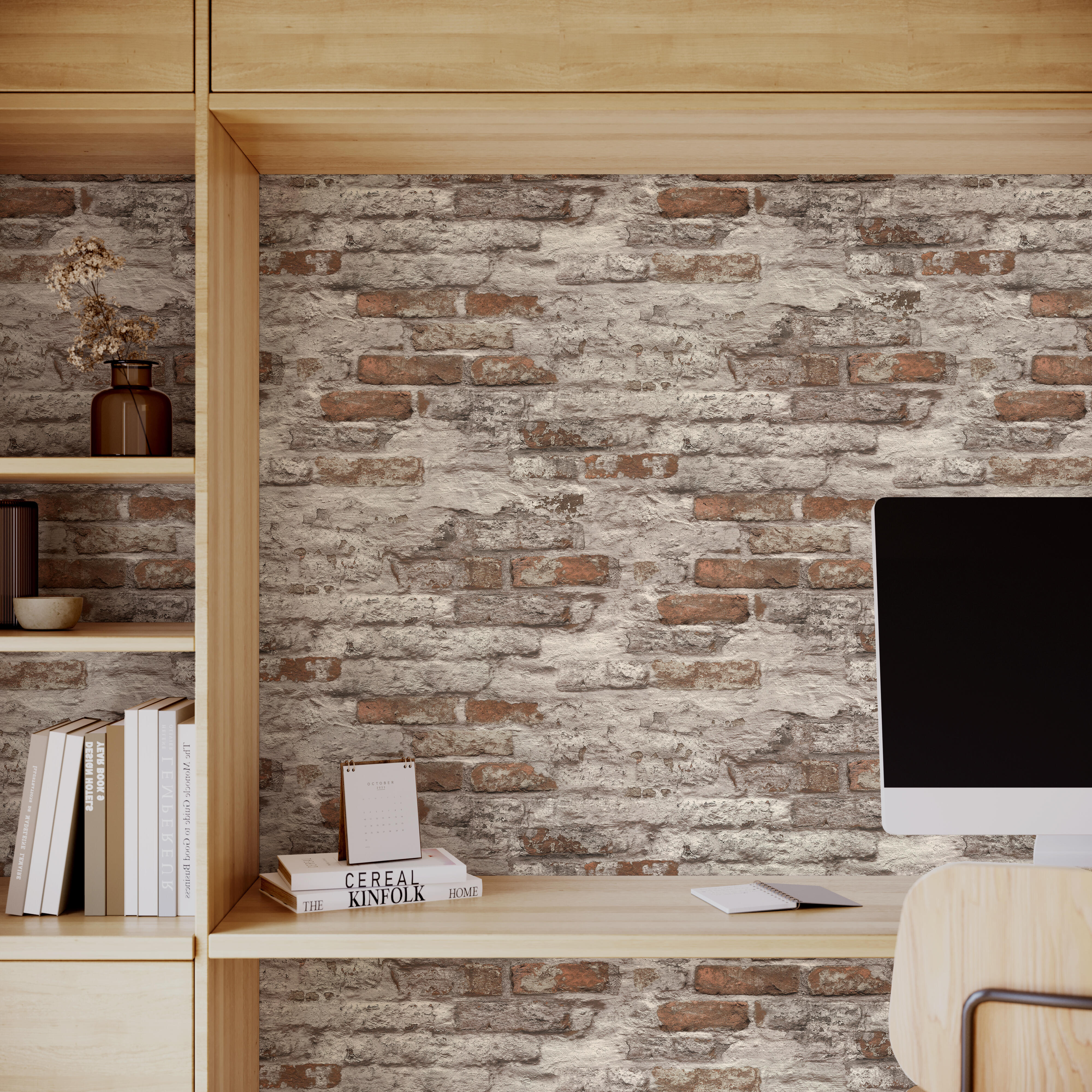 Papel pintado vinilo imitación material Ladrillo blanco | Leroy Merlin