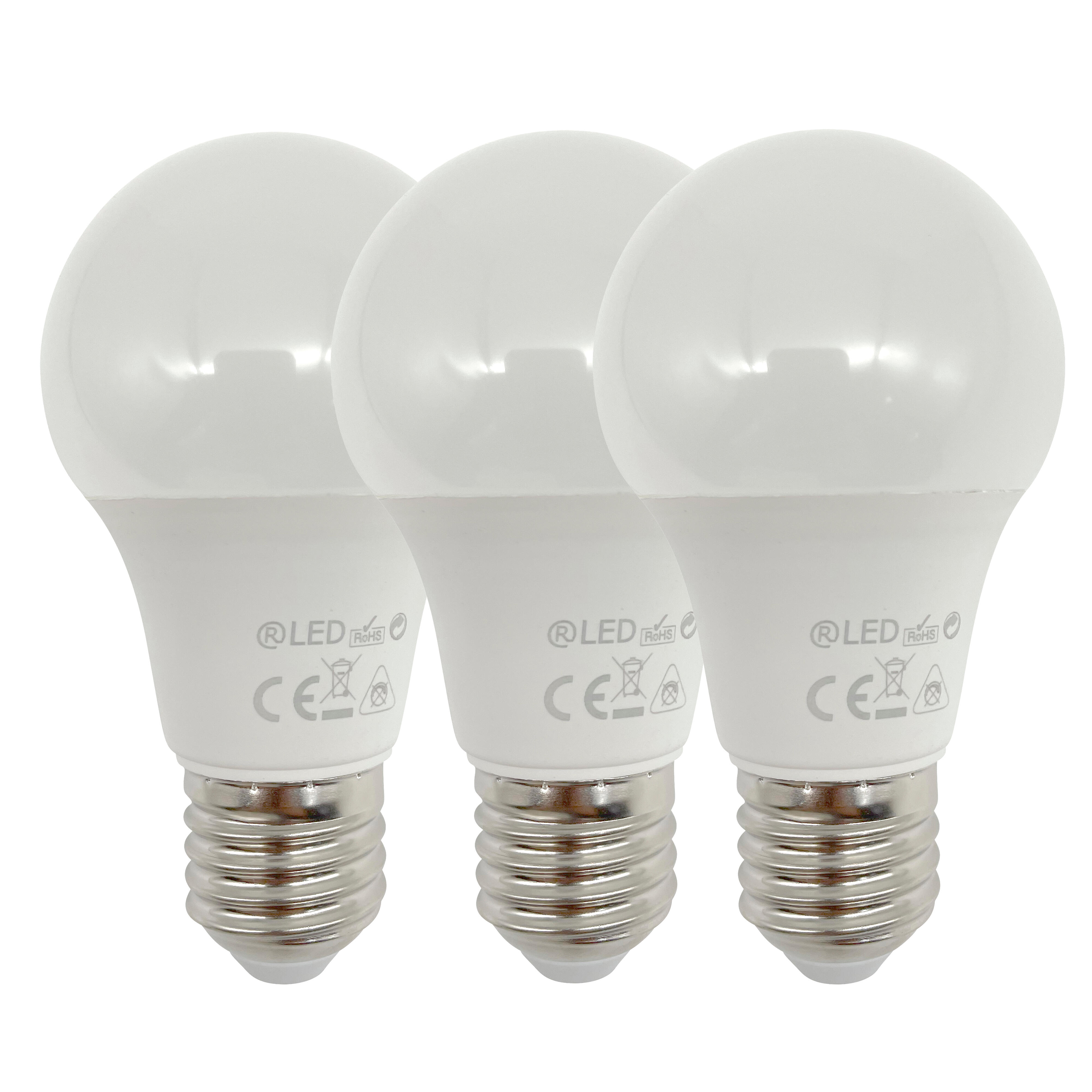 Pack de 3 bombillas LED esférica E27 806 lm blanco frío | Leroy Merlin