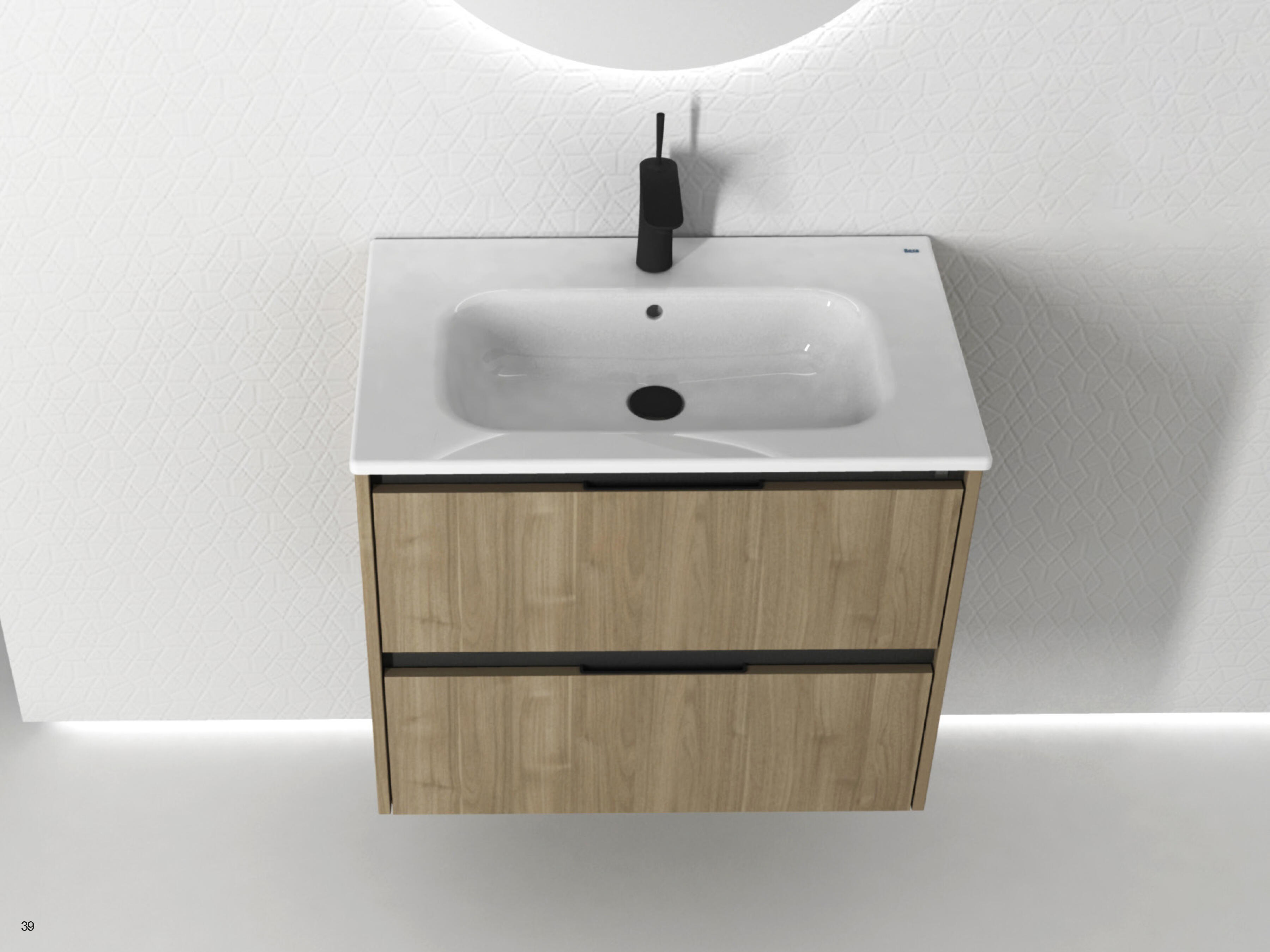 Meuble simple vasque, Alpine l.80 x H.56.5 x P.46 cm, noyer, 88759553 ...