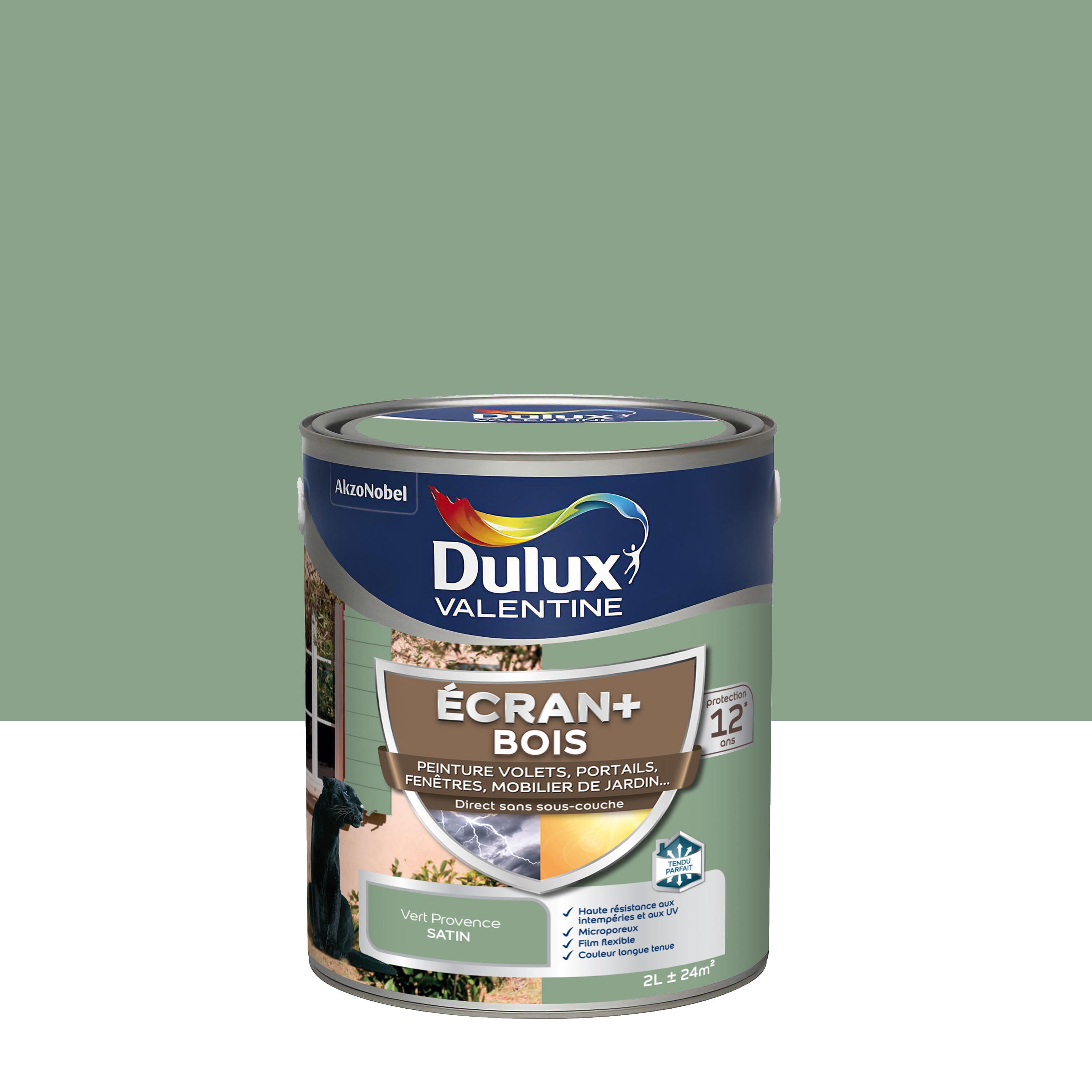 Peinture extérieure bois Ecran + DULUX VALENTINE vert provence satiné ...