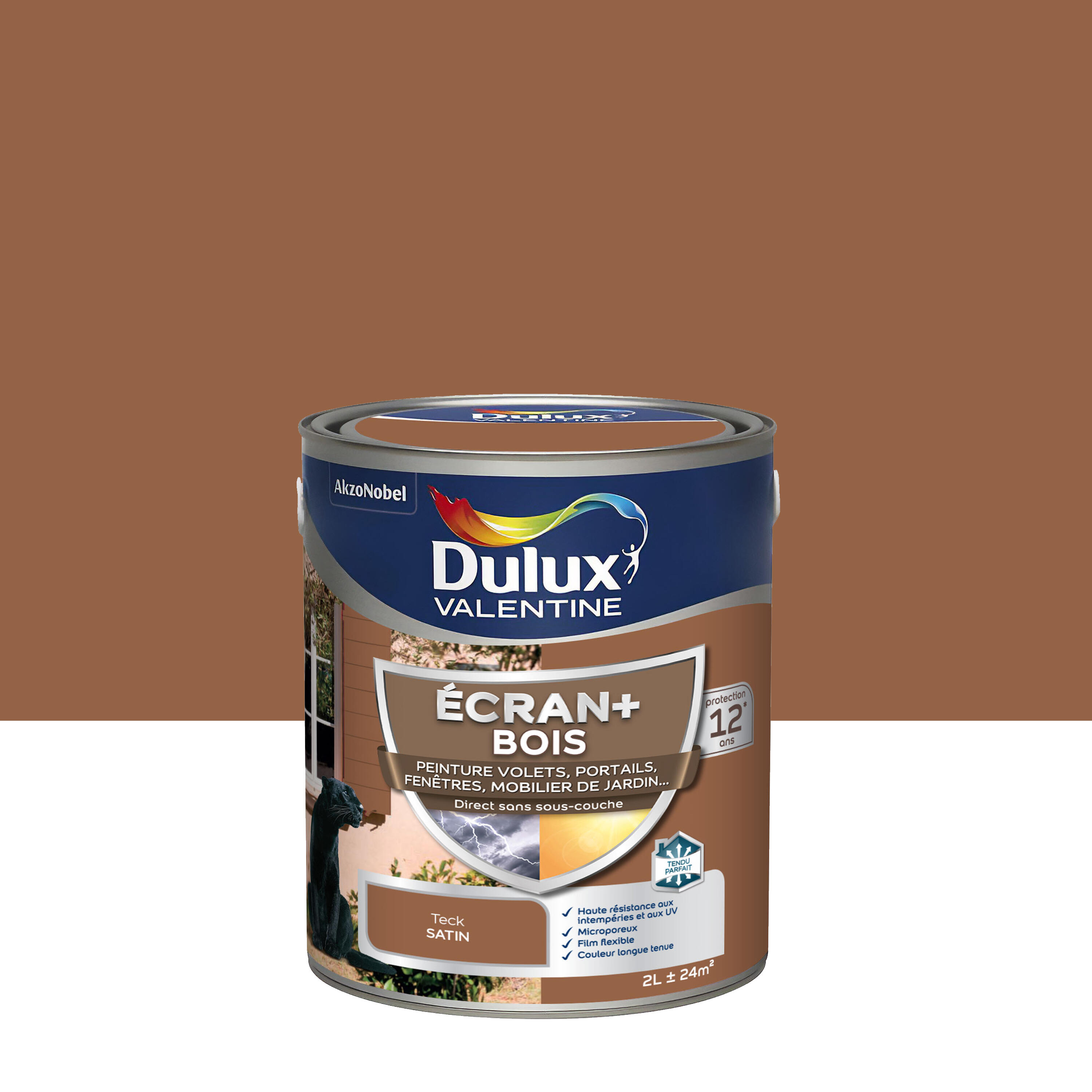 Peinture extérieure bois Ecran + DULUX VALENTINE teck satiné 2l | Leroy ...