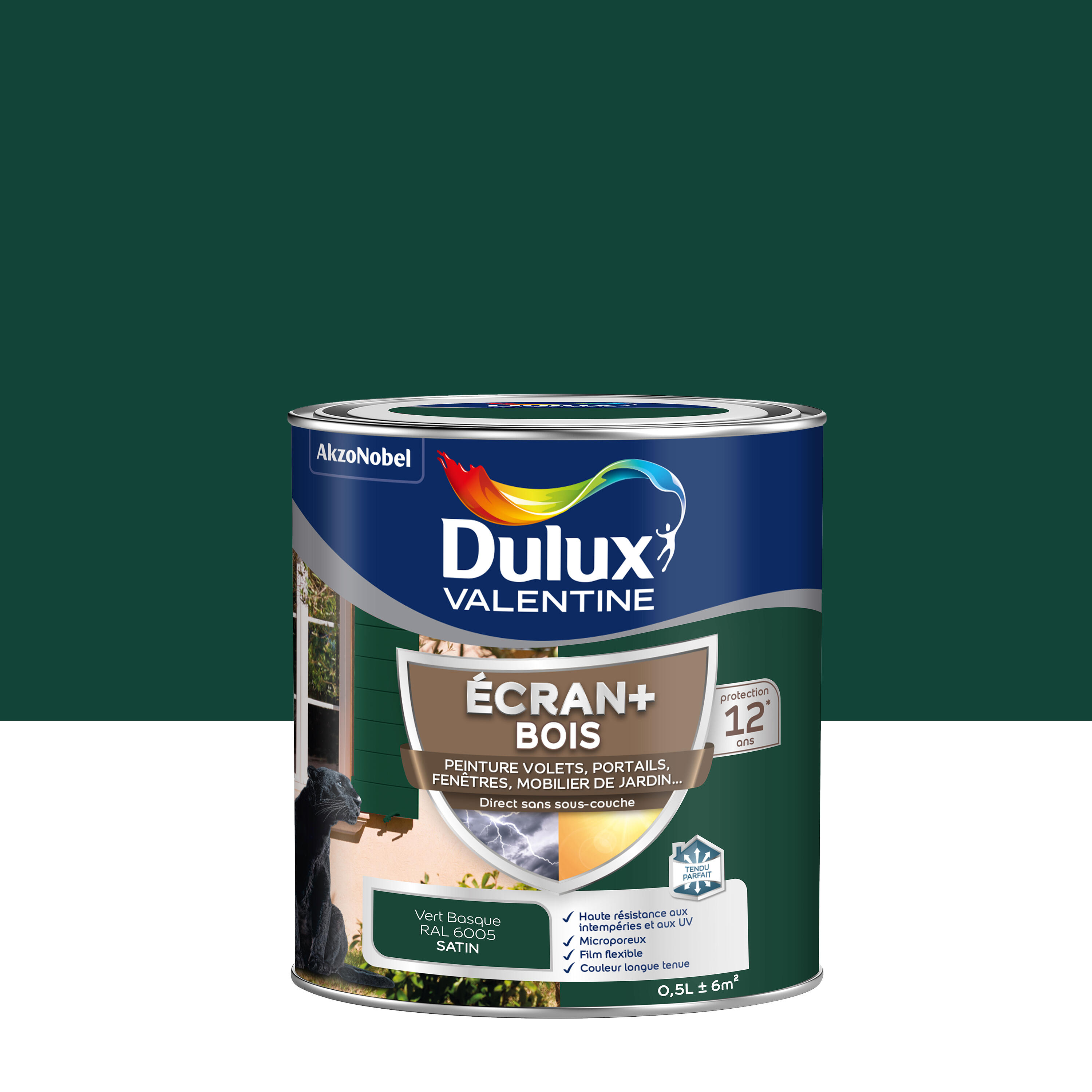 Peinture extérieure bois Ecran + DULUX VALENTINE vert basque satiné 0 ...