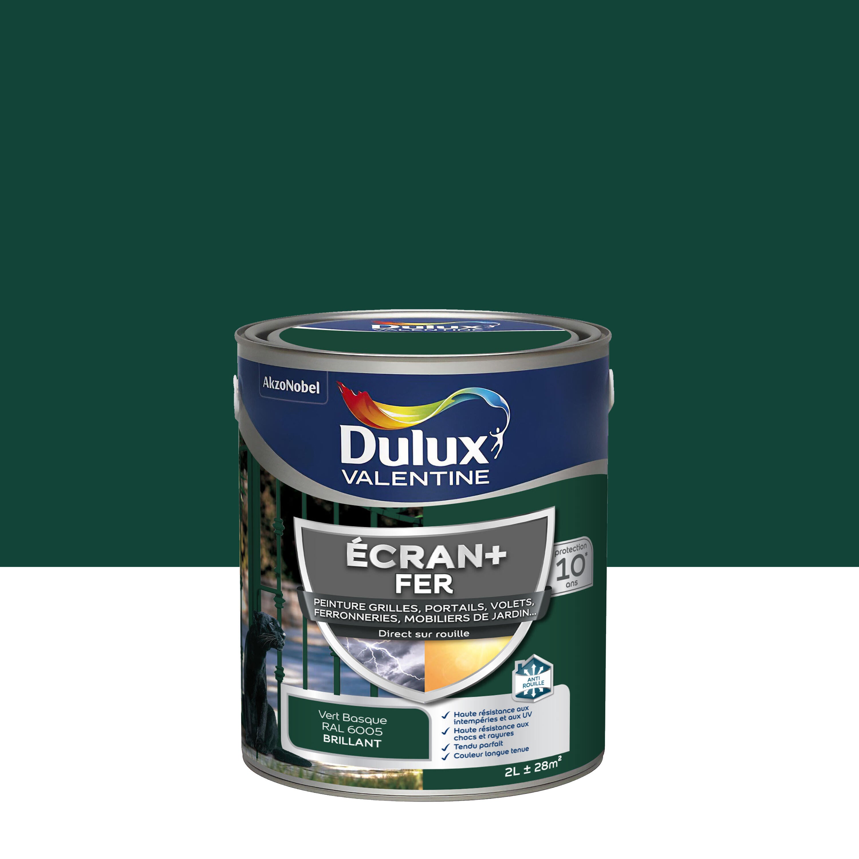 Peinture extérieure fer Ecran + DULUX VALENTINE vert basque brillant 2l ...