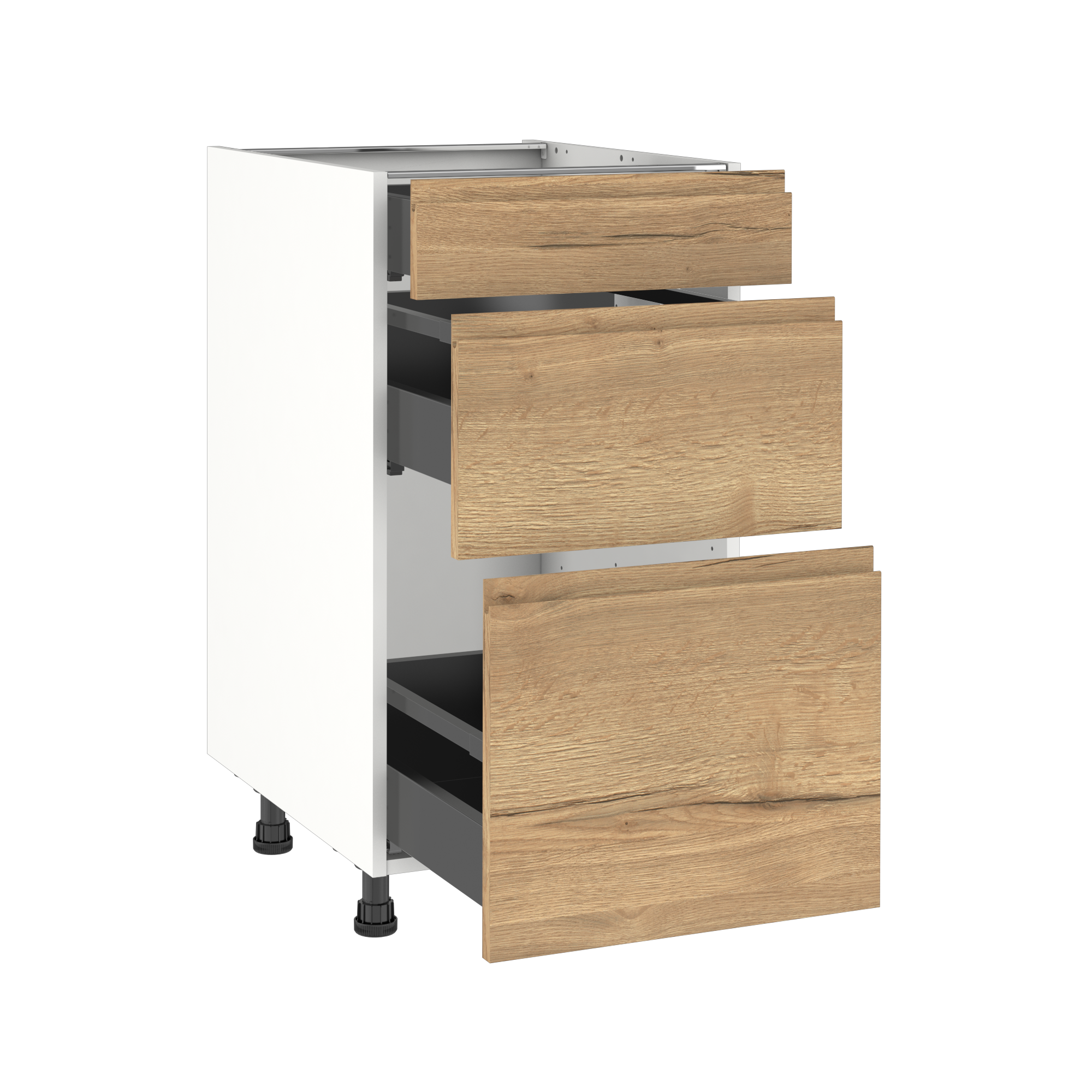 Meuble bas de cuisine Tokyo chêne 3 tiroirs H87 x l45 | Leroy Merlin