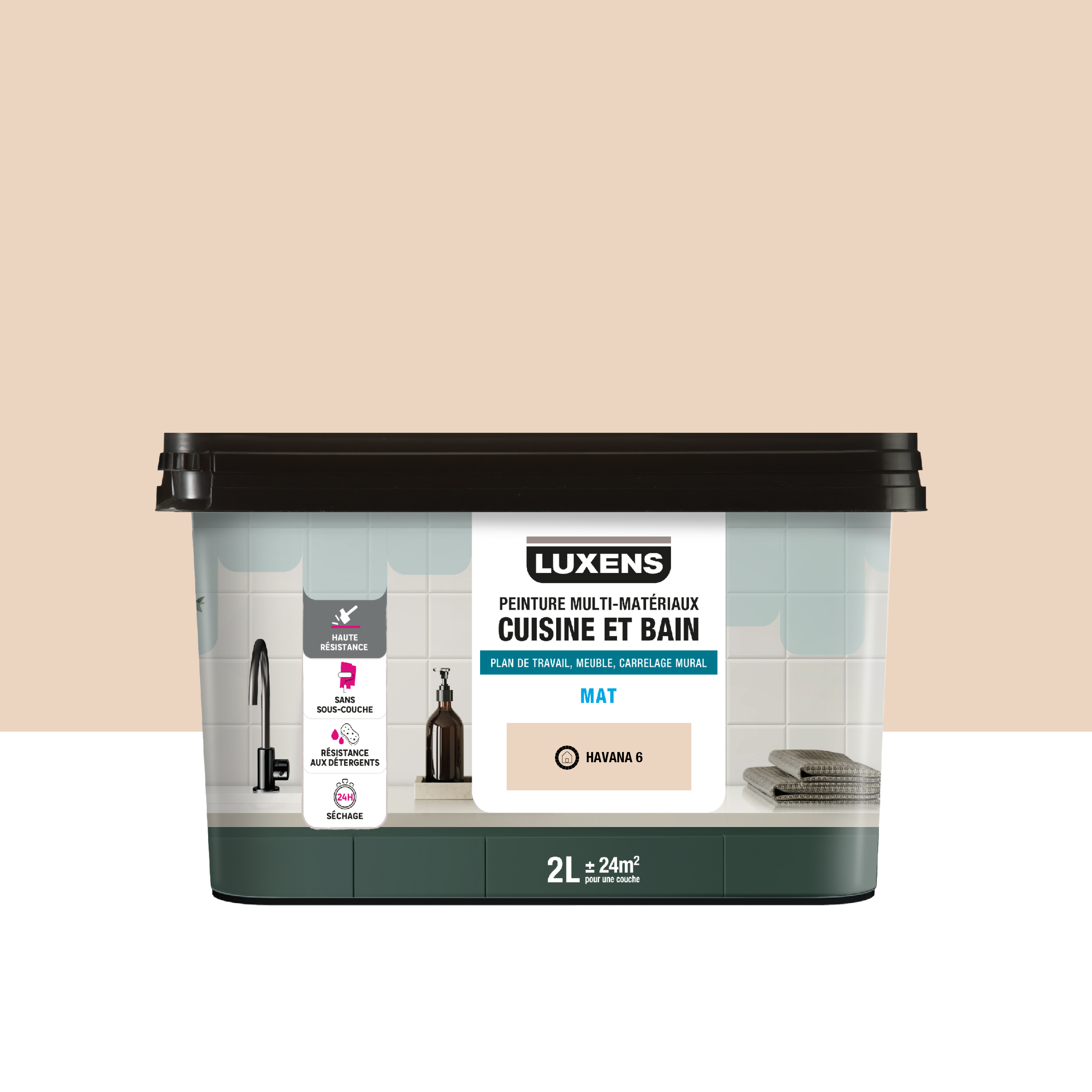 Peinture carrelage, meuble, crédence havana 6 mat LUXENS Cuisine et ...