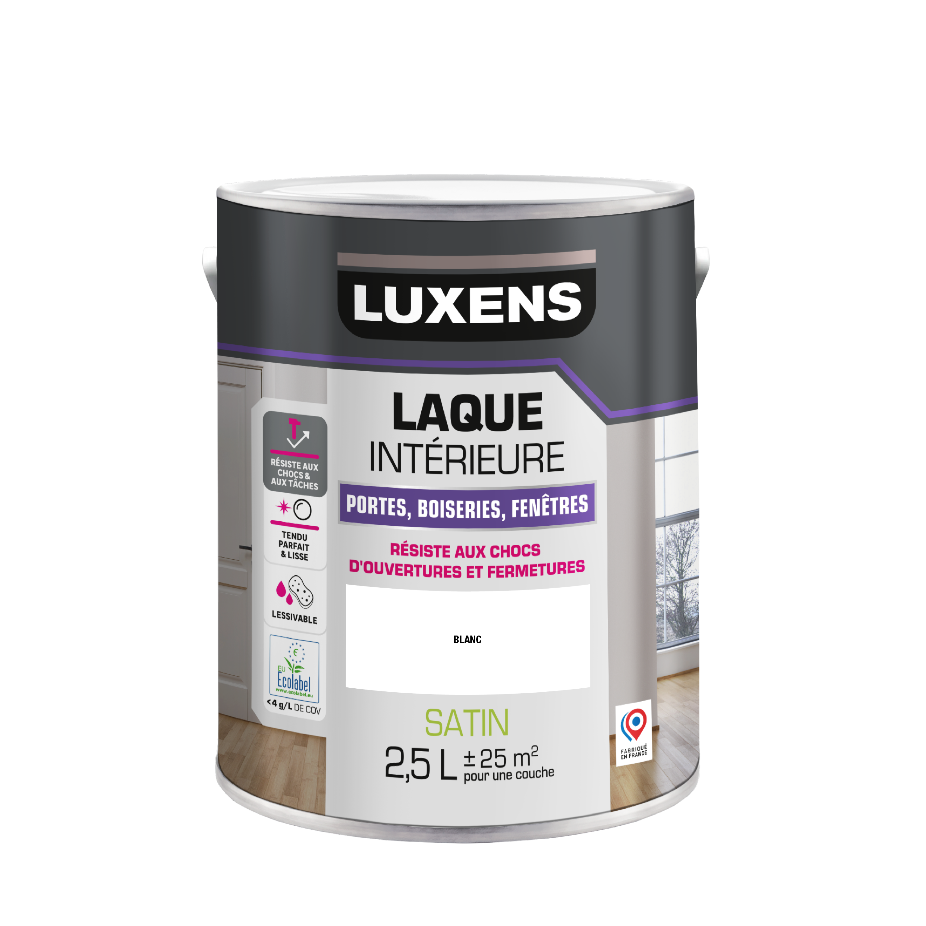 Laque intérieure porte, fenêtre, boiserie blanc satin LUXENS Laque 2.5L ...