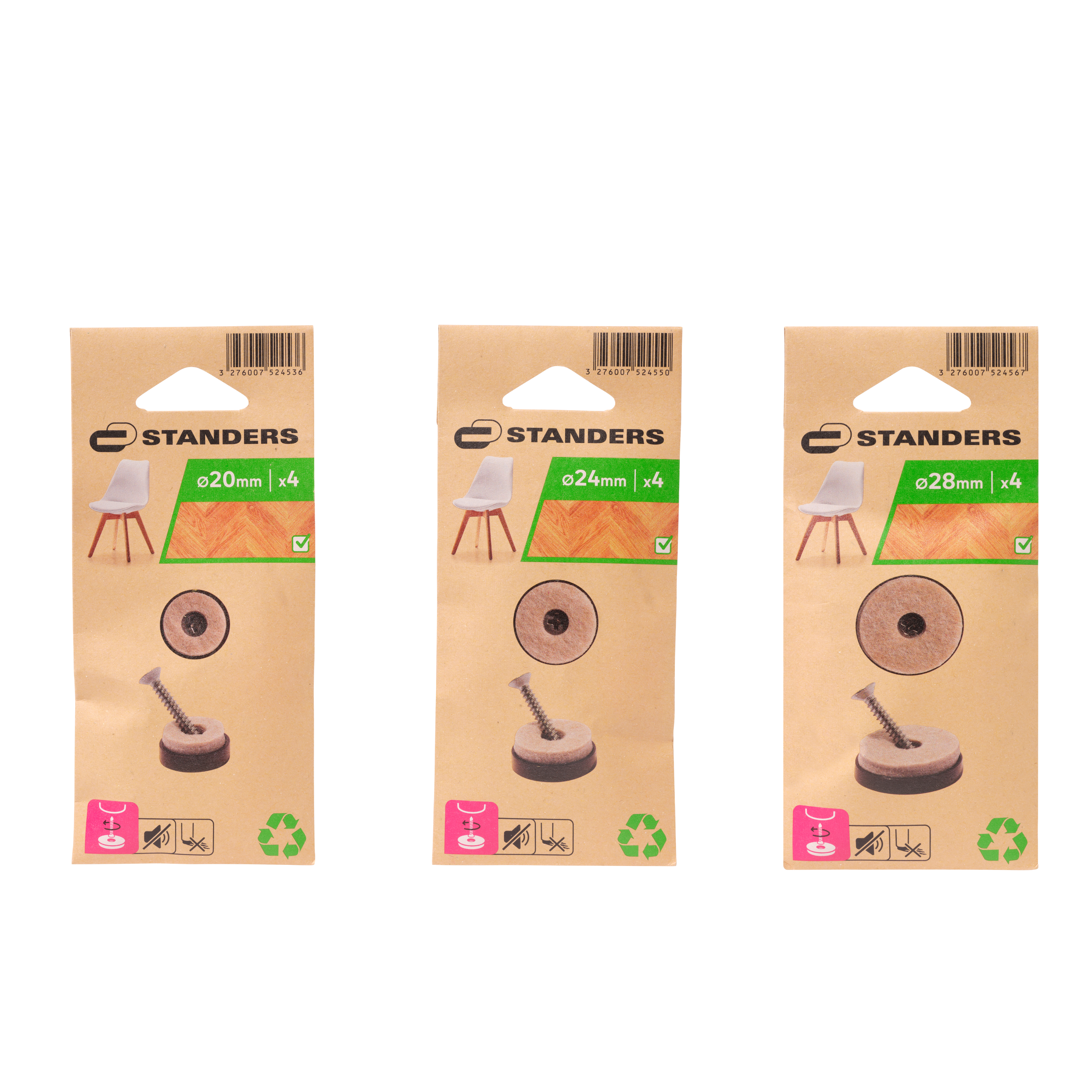 4 patins de pied de meuble en pet (polyéthylène téréphtalate) à visser ...