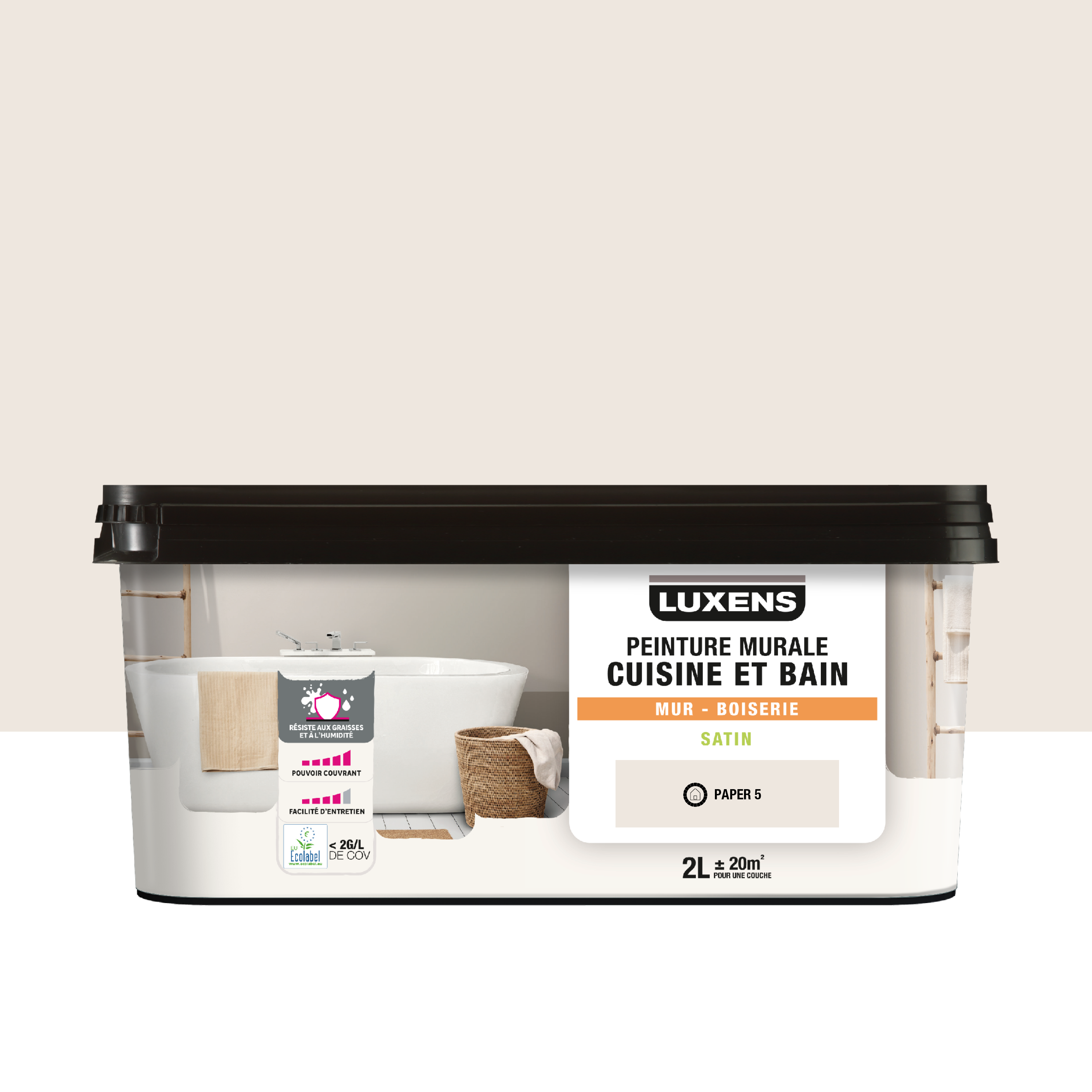 Peinture mur, boiserie paper 5 satin LUXENS Cuisine et bain 2L | Leroy ...