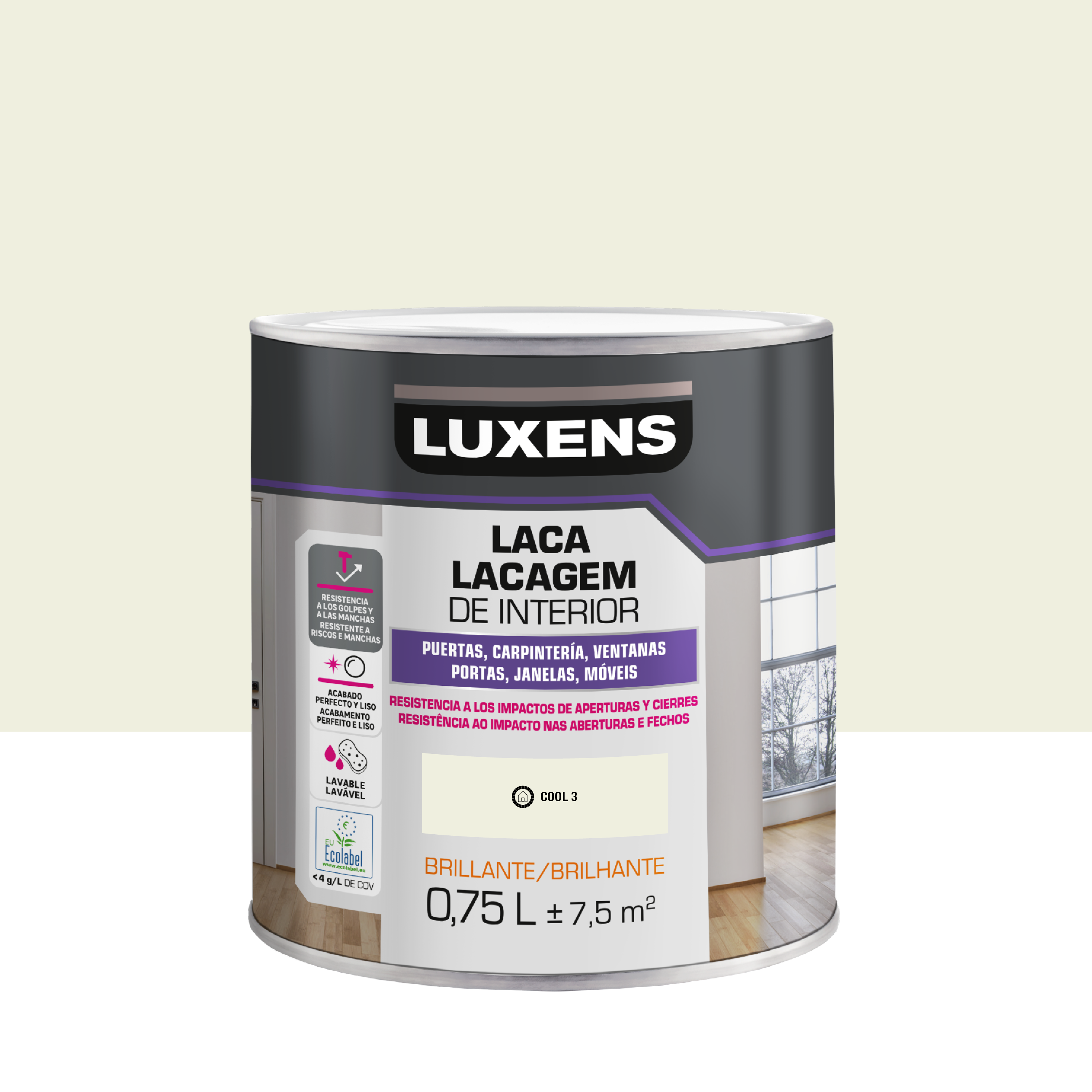 Esmalte de interior laca LUXENS color cool 3 brillante 750ml para ...