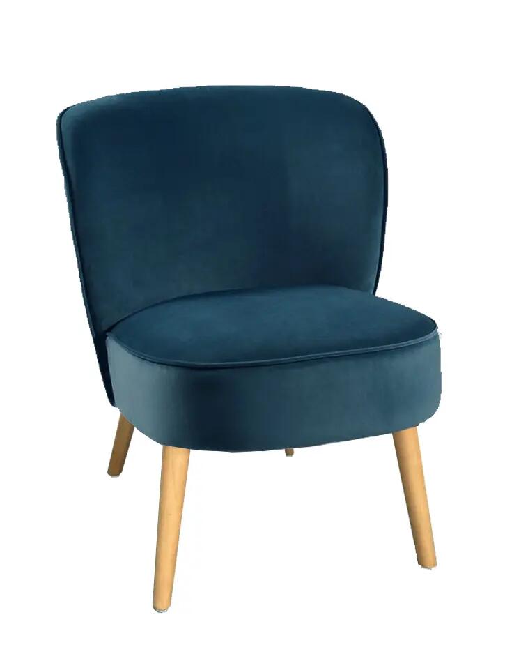 Fauteuil crapaud velours, bleu 51X57X63 | Leroy Merlin