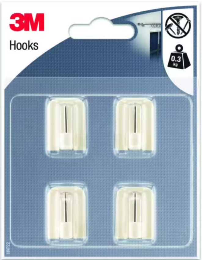 Lot de 4 crochets adhésif 3M, blanc | Leroy Merlin