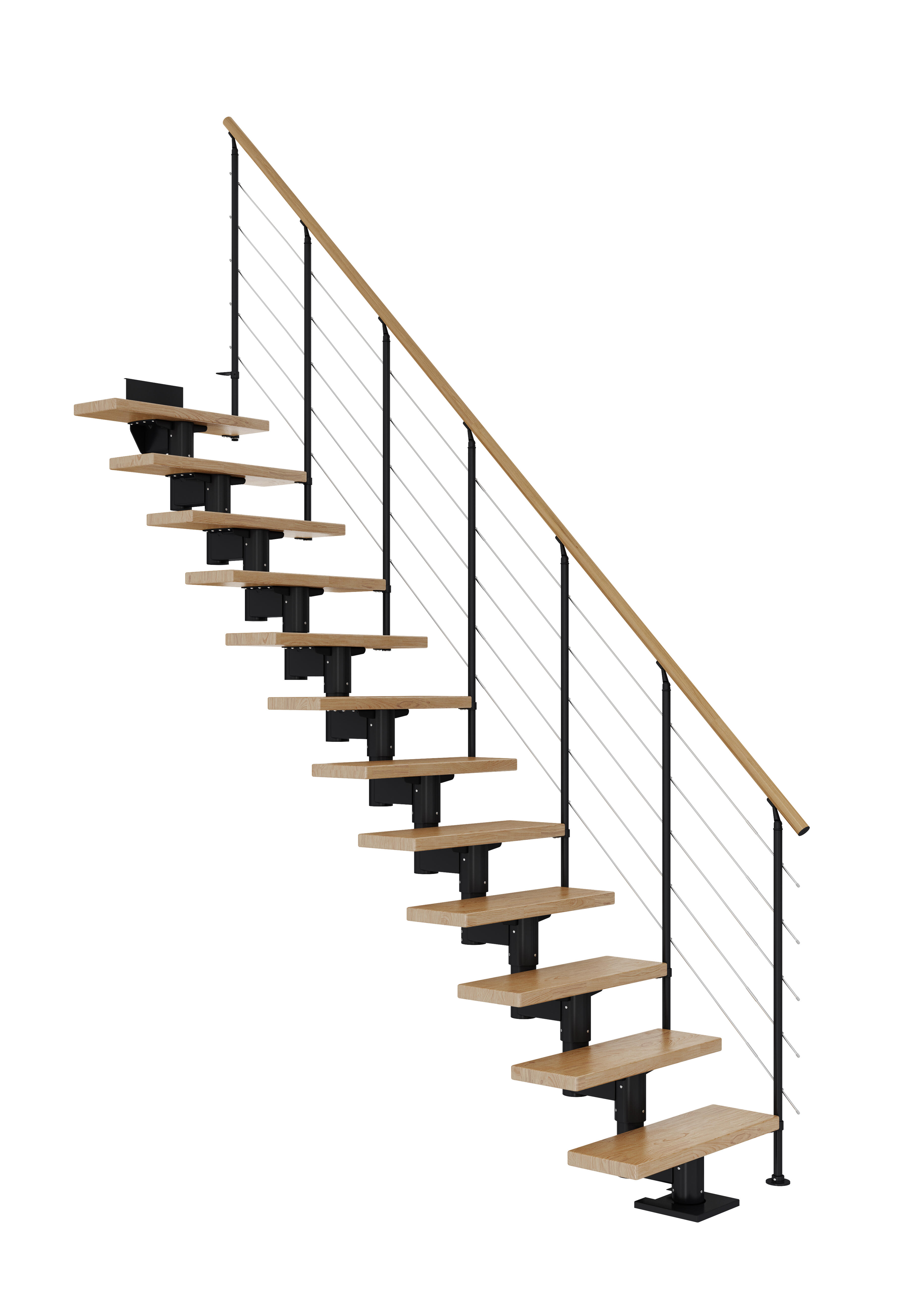 Escalier droit acier noir 11 marches chêne, Cork style6 | Leroy Merlin