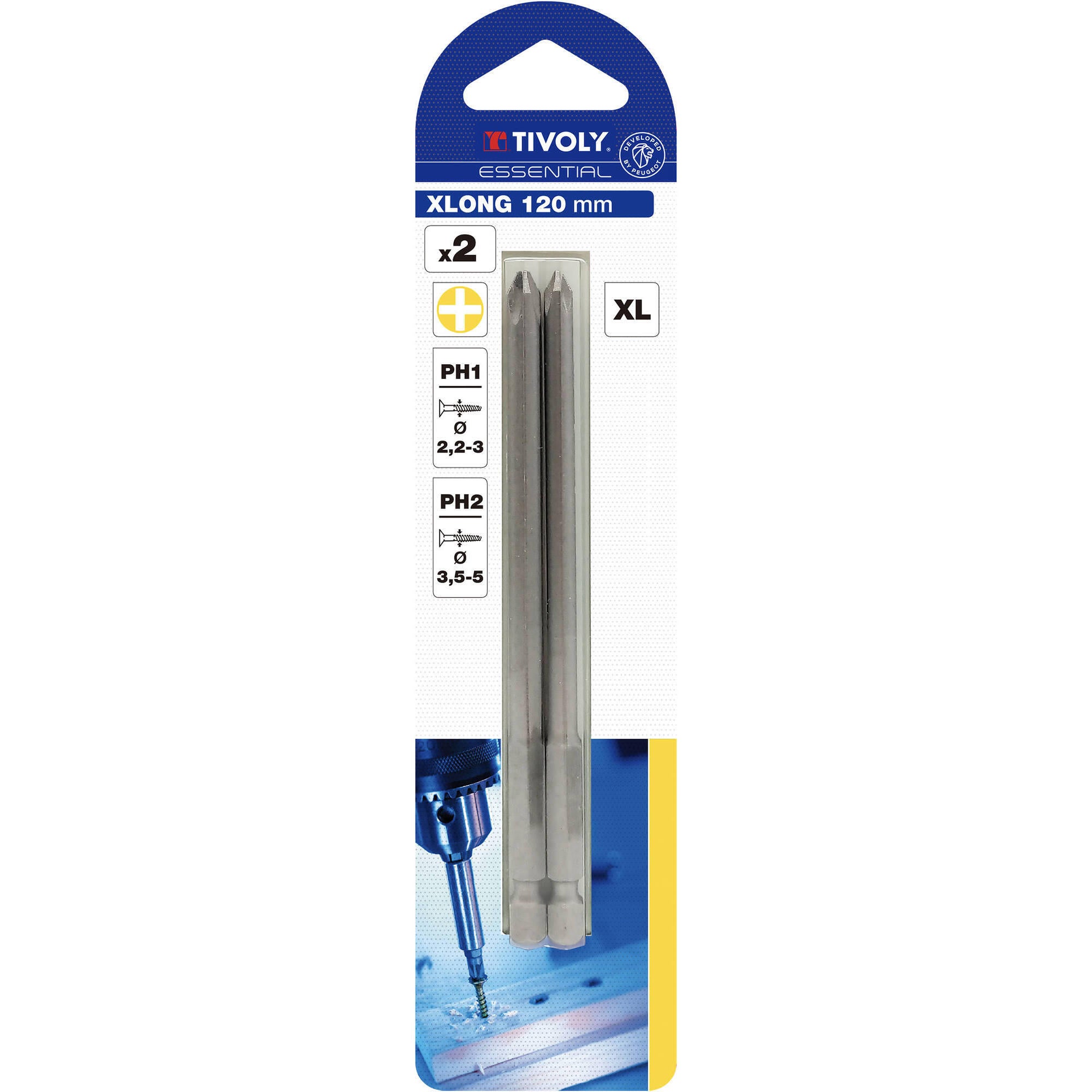 Lot de 2 embouts de vissage pour vis philips extra long TIVOLY | Leroy ...