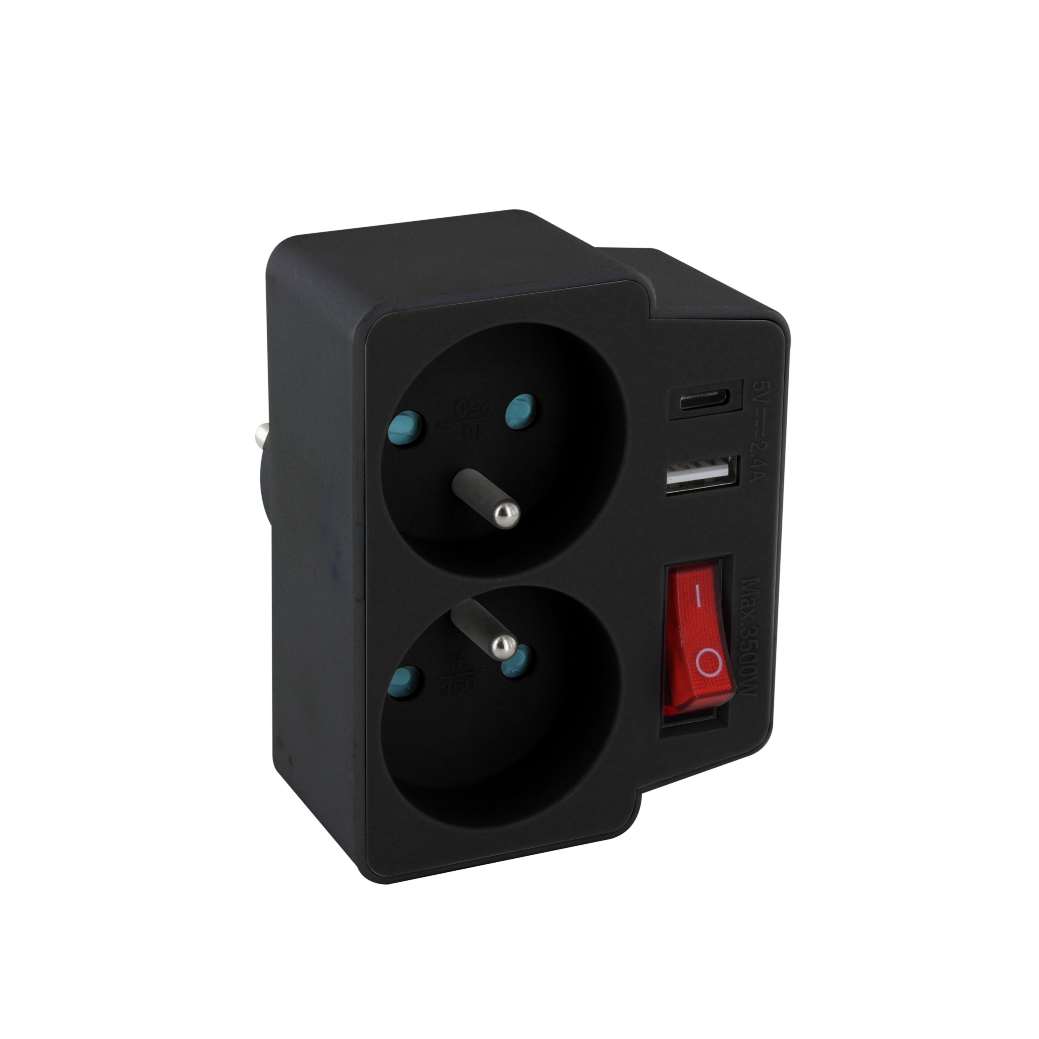 Biplite USB, 2 prises noir | Leroy Merlin