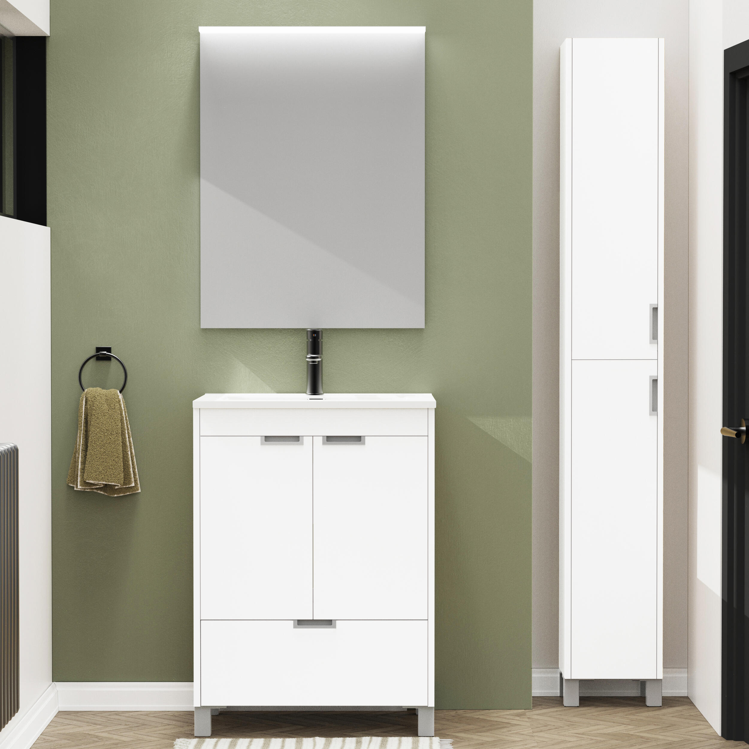 Mueble de baño con lavabo Carla blanco mate 60x45 cm | Leroy Merlin