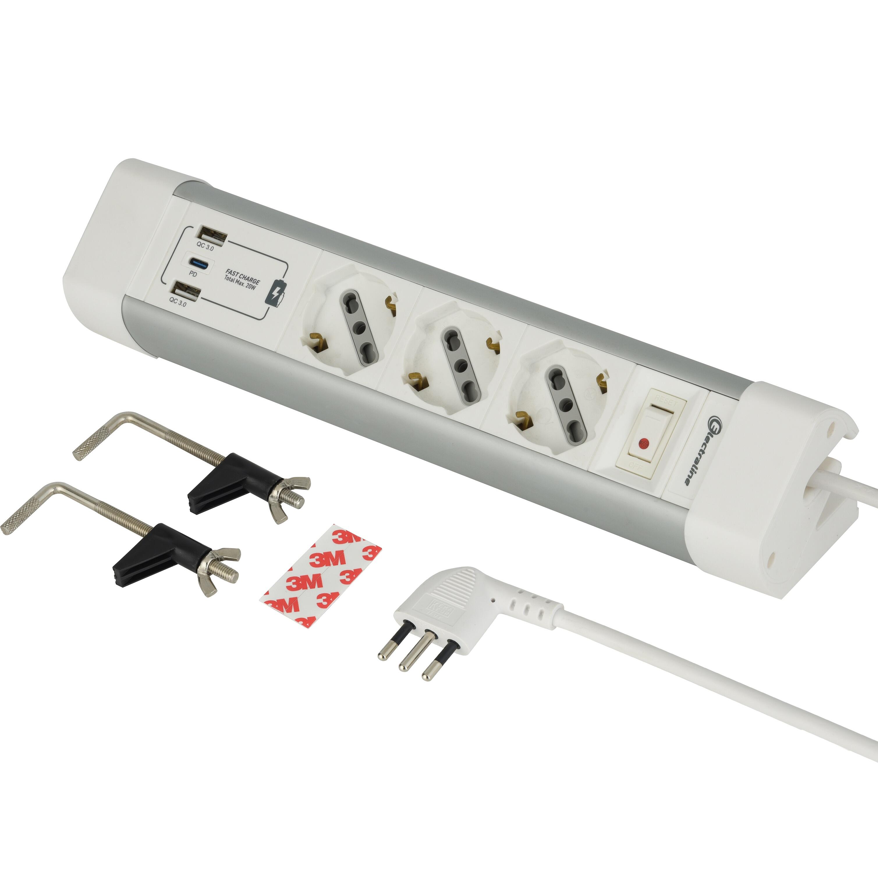 Multipresa ELECTRALINE 2 prese USB A 1 presa USB C | Leroy Merlin