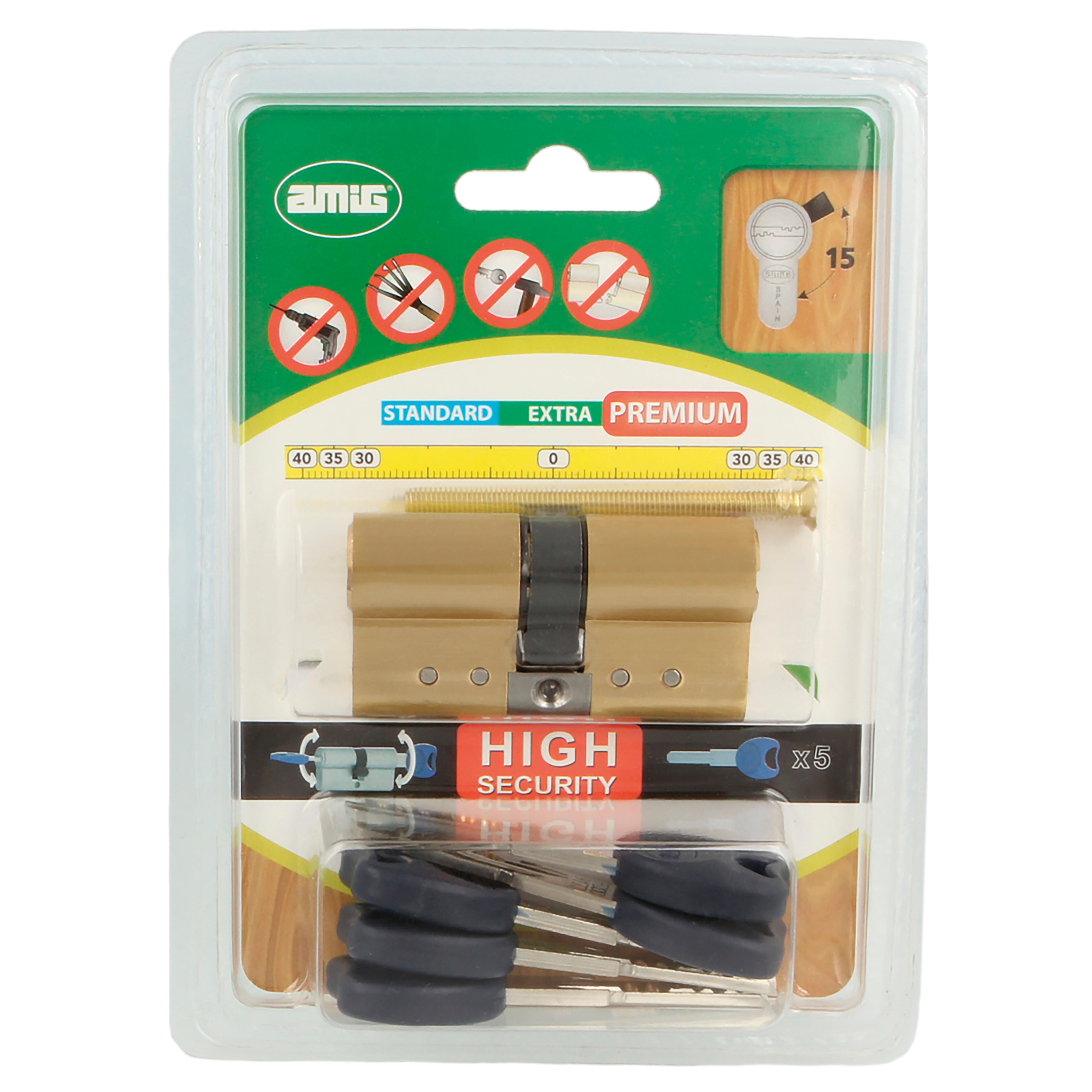 Bombin para cerradura AMIG 10.000 de 35X35mm cromo | Leroy Merlin