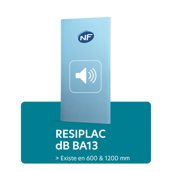 Plaque de plâtre BA 13 H.260 x l.120 cm, phonique acoustique bleu -4dB NF RESI | Leroy Merlin