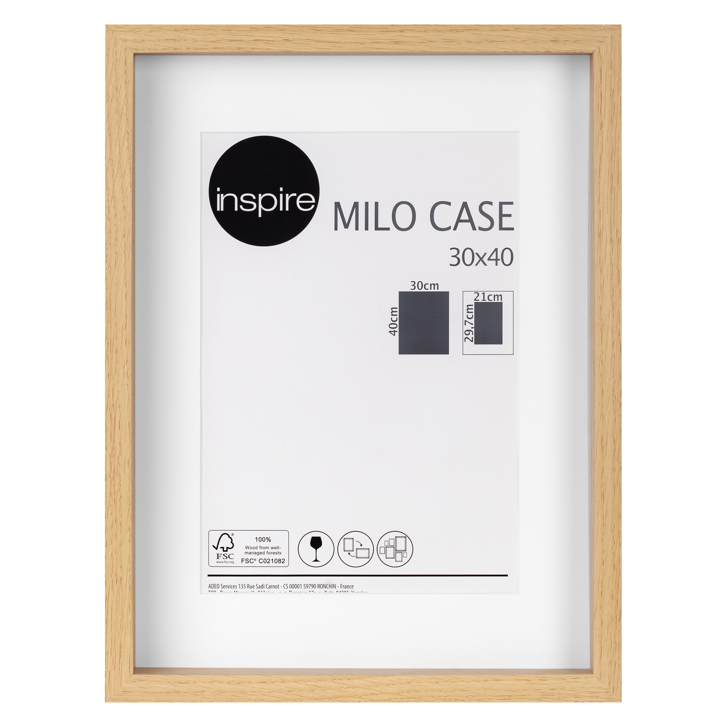 Rama na zdjęcie Milo Case 30 x 40 cm dąb new Inspire - Leroy Merlin