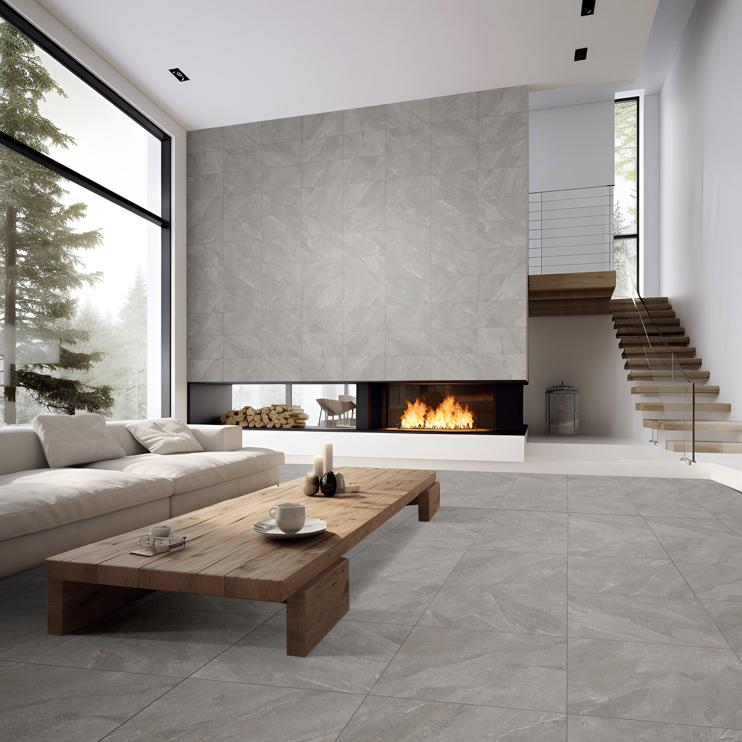 Carrelage sol intérieur / mur intérieur effet pierre gris clair Bartik ...