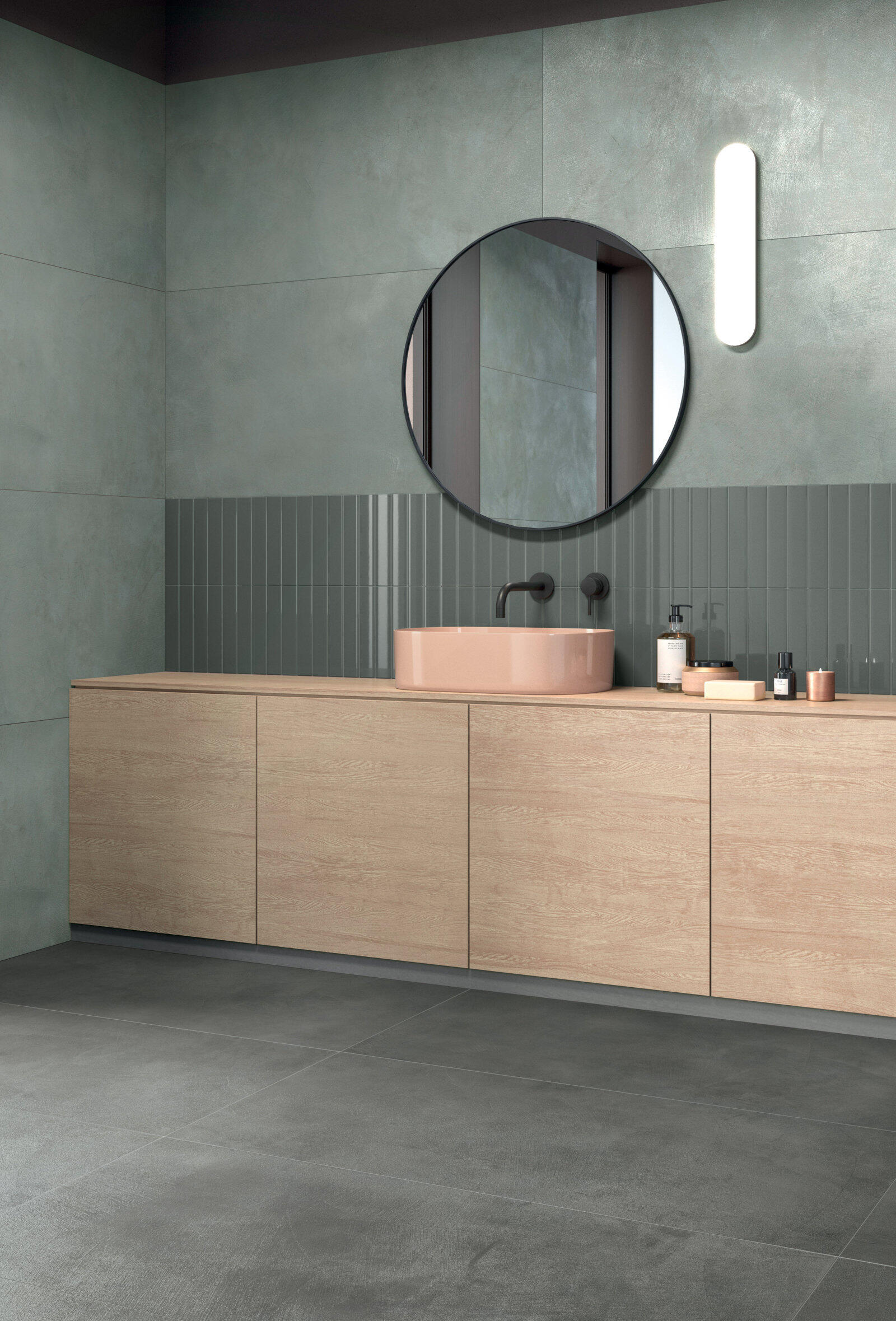 Carrelage mur/ sol intérieur effet béton vert Mikka l.80 x L.80 cm ...