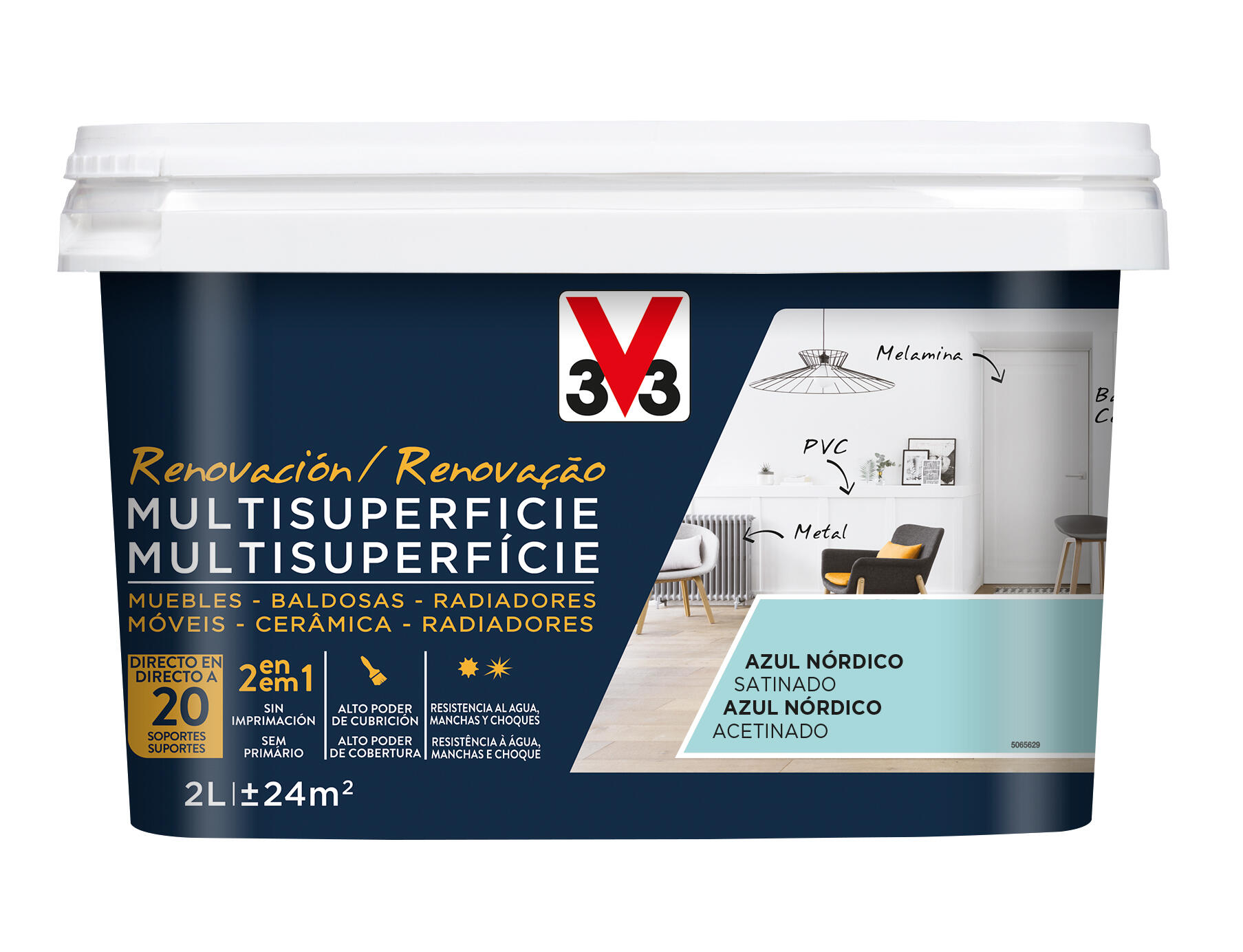 Esmalte de interior renovación multisuperficie V33 color azul nórdico ...