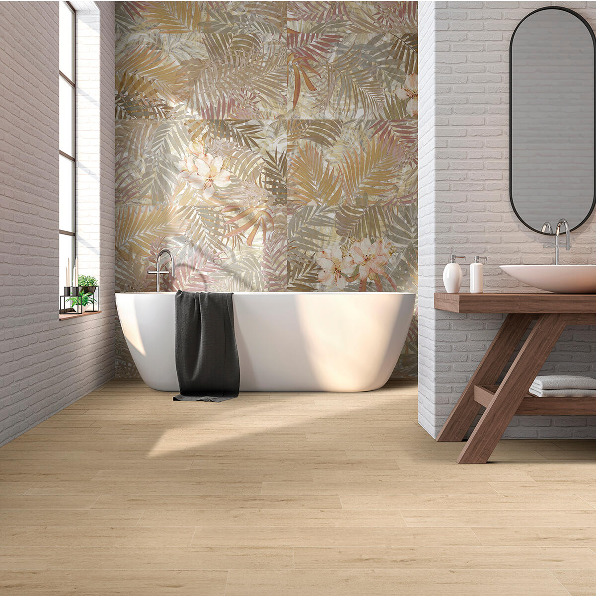 Piastrella da rivestimento interno 60 x 120 cm Sp. 9.5 mm rettificato Flora Warm in gres ...