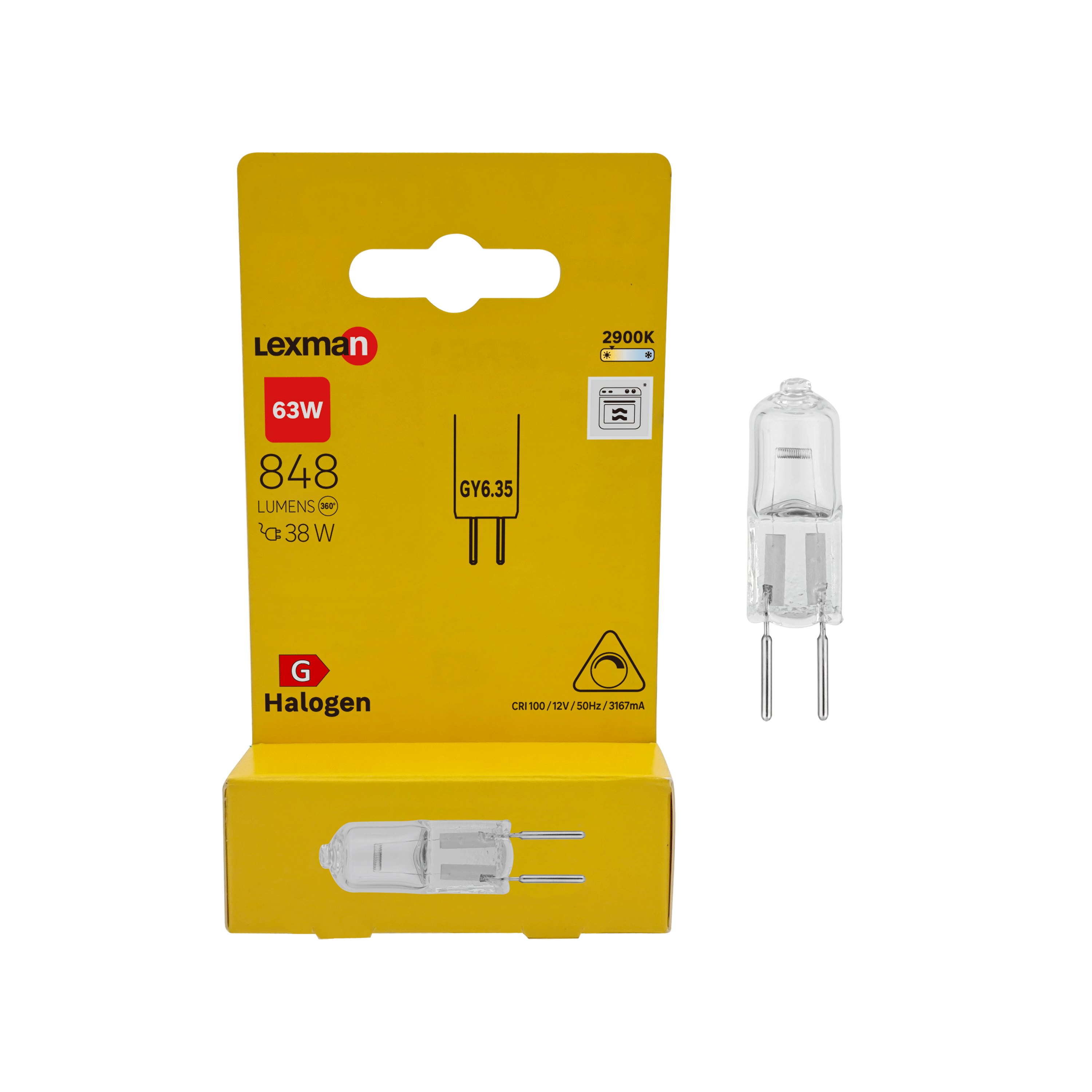 Ampoule halogène, capsule GY6.35, 848lm = 63W, blanc chaud, dimmable ...