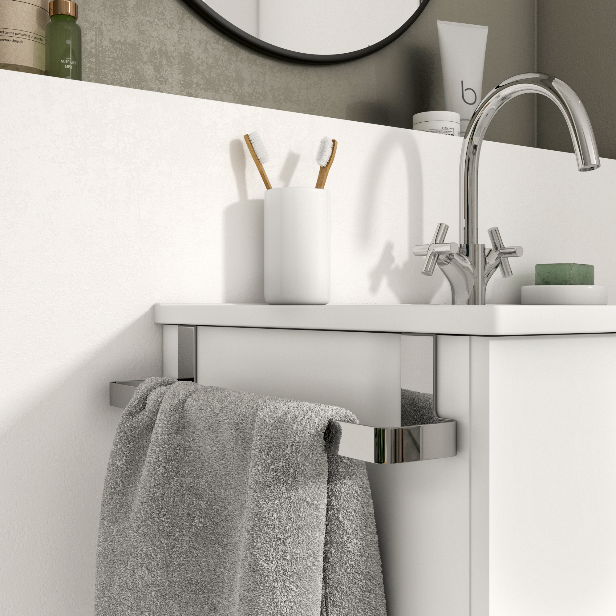 Porte-serviette barres 1 barre à visser / à monter argent Essential ...