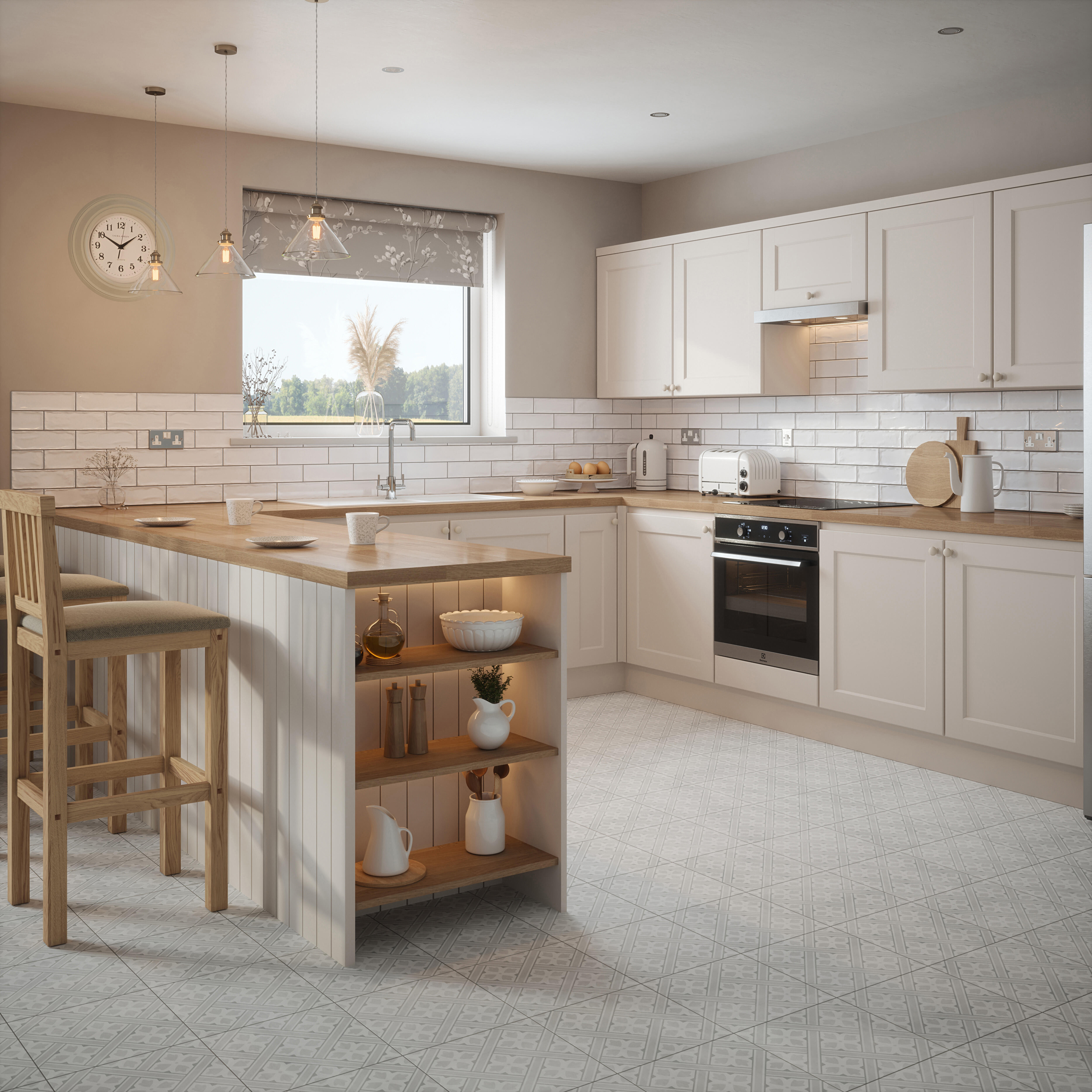 Carrelage sol/mur intérieur effet patchwork gris clair Laura ashley l ...