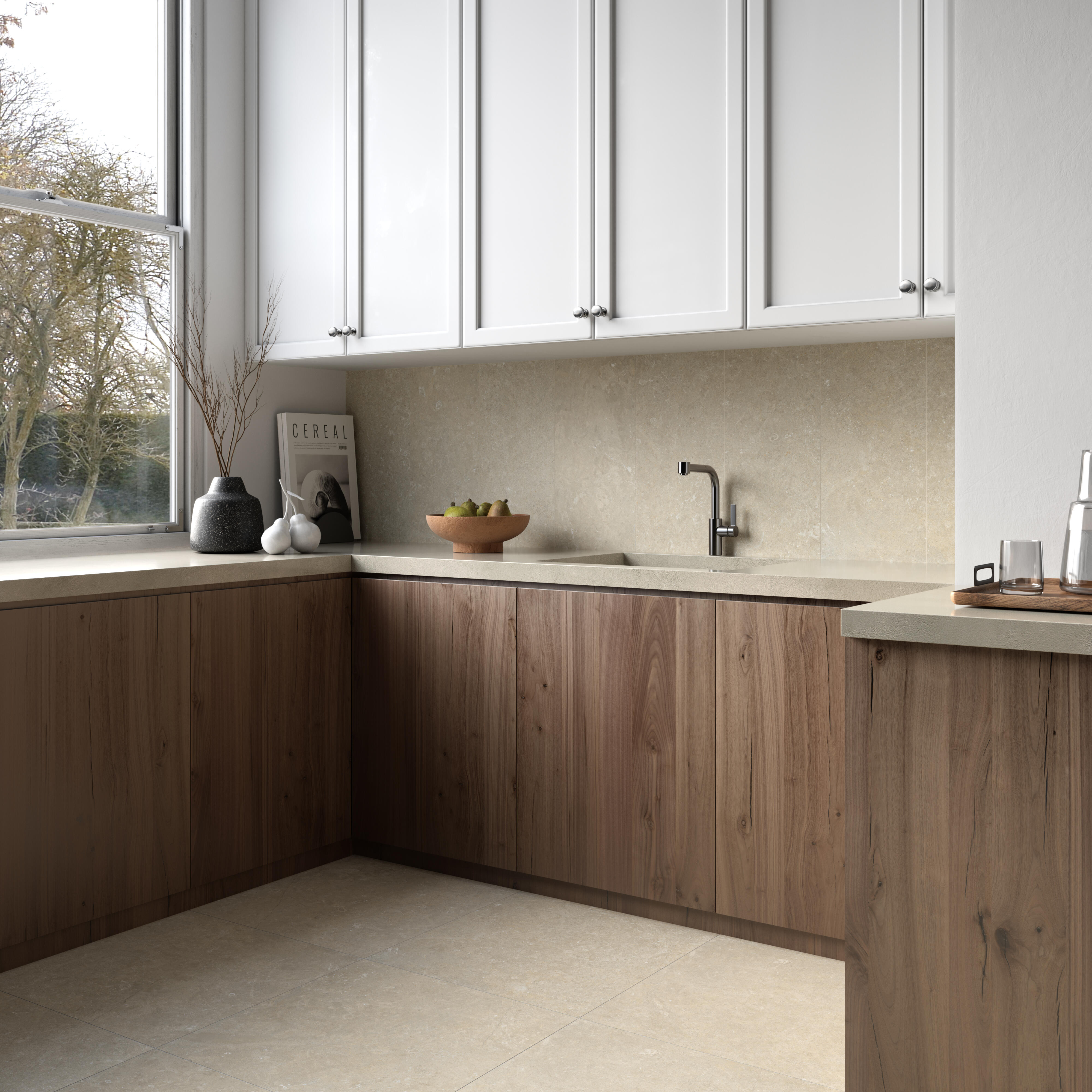 Carrelage mur / sol intérieur effet pierre ivoire Essentiel l.30 x L.60 ...