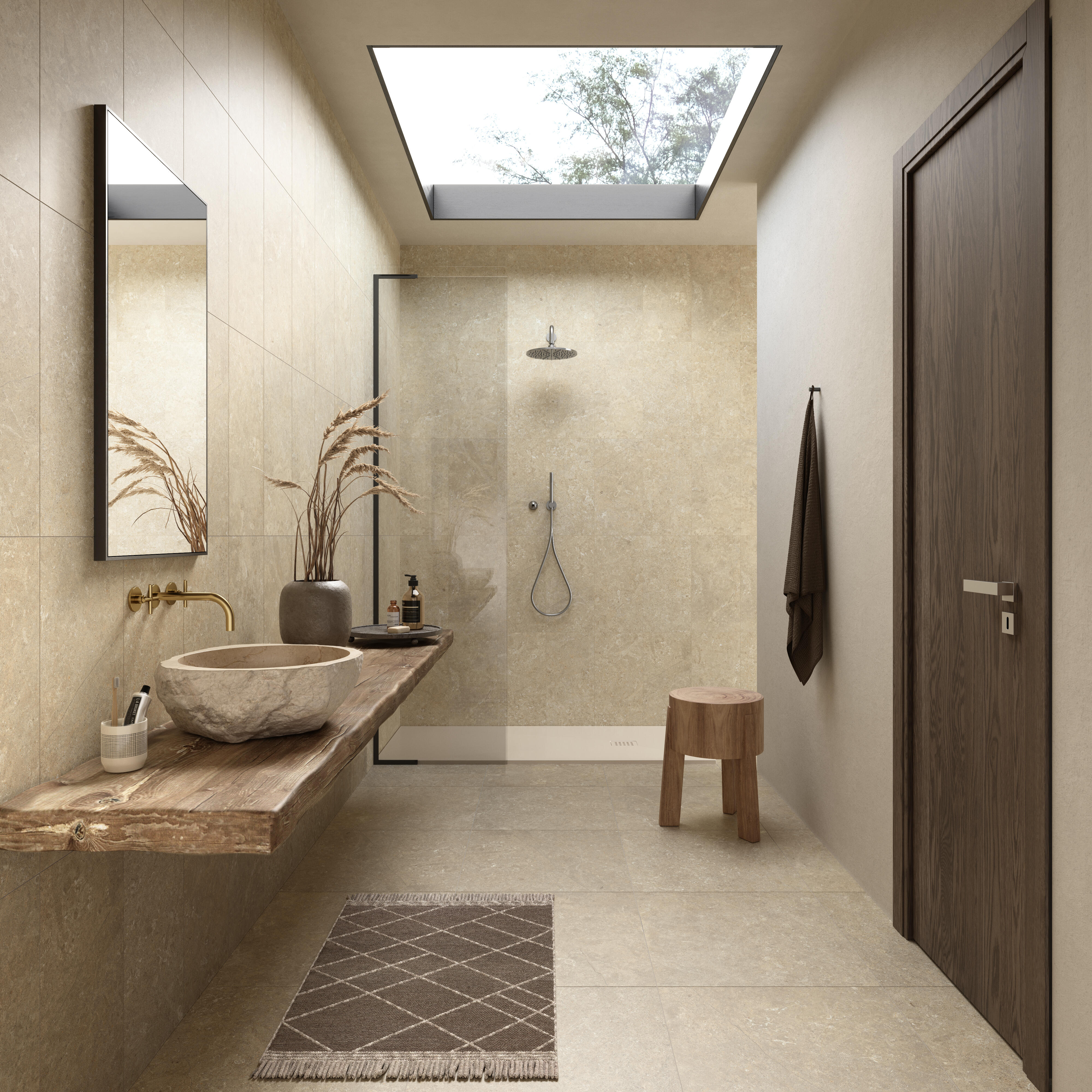 Carrelage mur / sol intérieur effet pierre terre Essentiel l.60 x L.60 ...