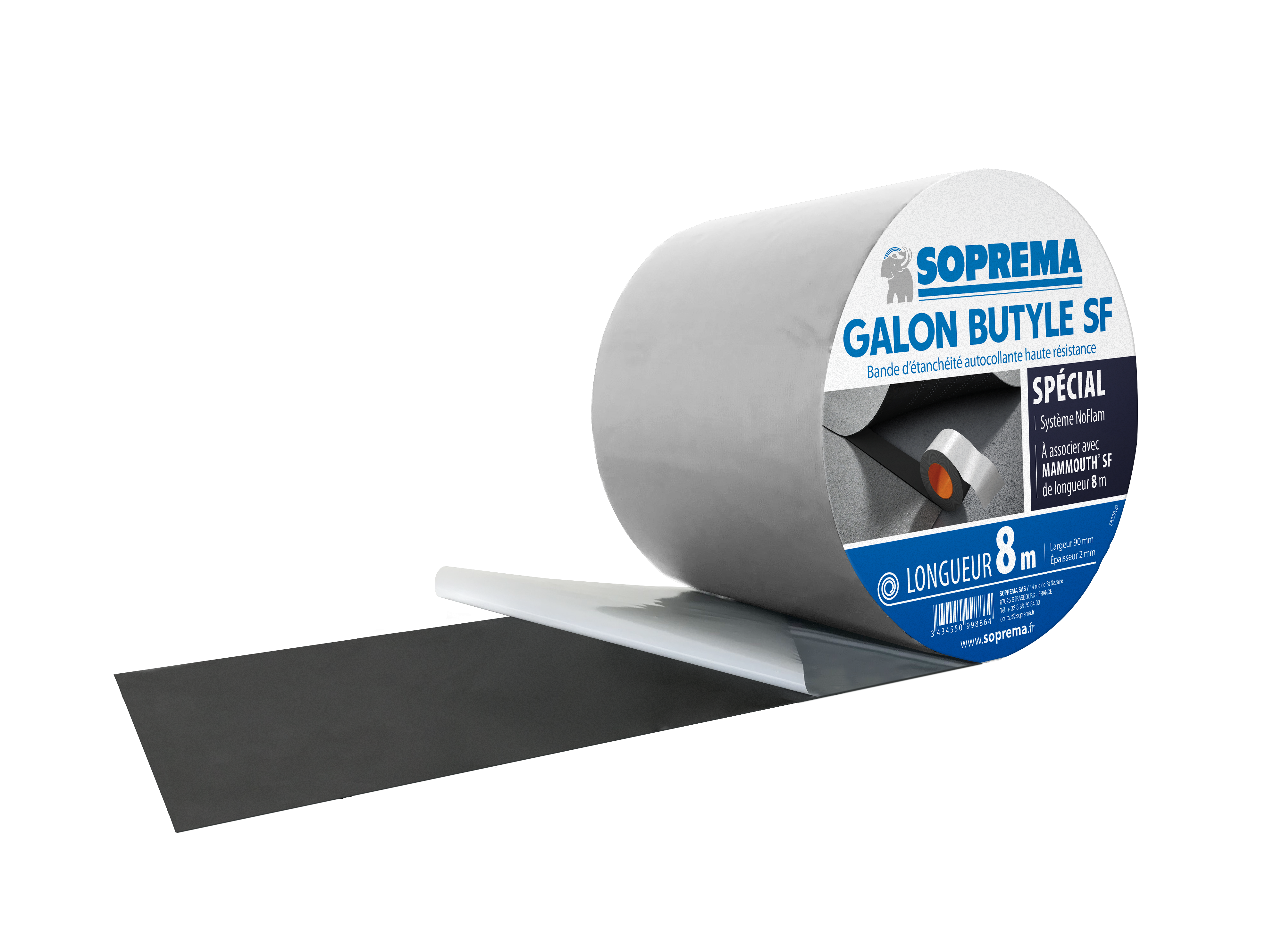 Adhésif double face gallon butyle 00231820 gris l.0.09 x L.8 m ep. 2mm ...