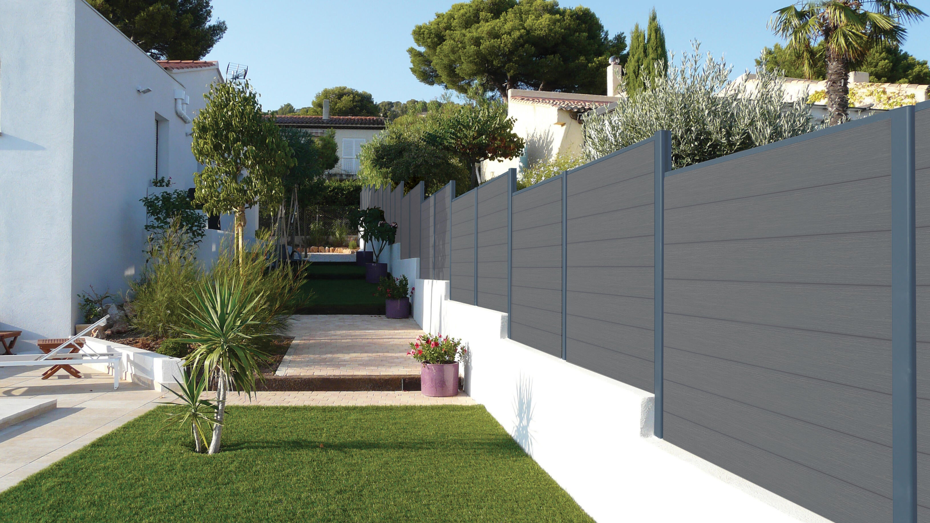 Lame composite à emboiter KYTO anthracite, L. 176 x H. 14,8 cm x Ep. 21 ...