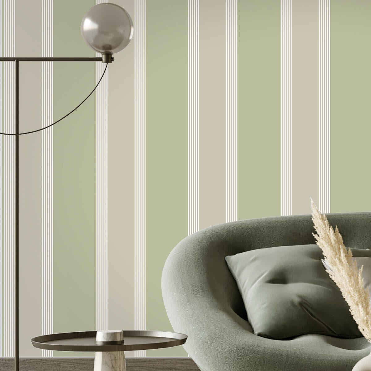 Papier peint intissé Scala rayure vert | Leroy Merlin