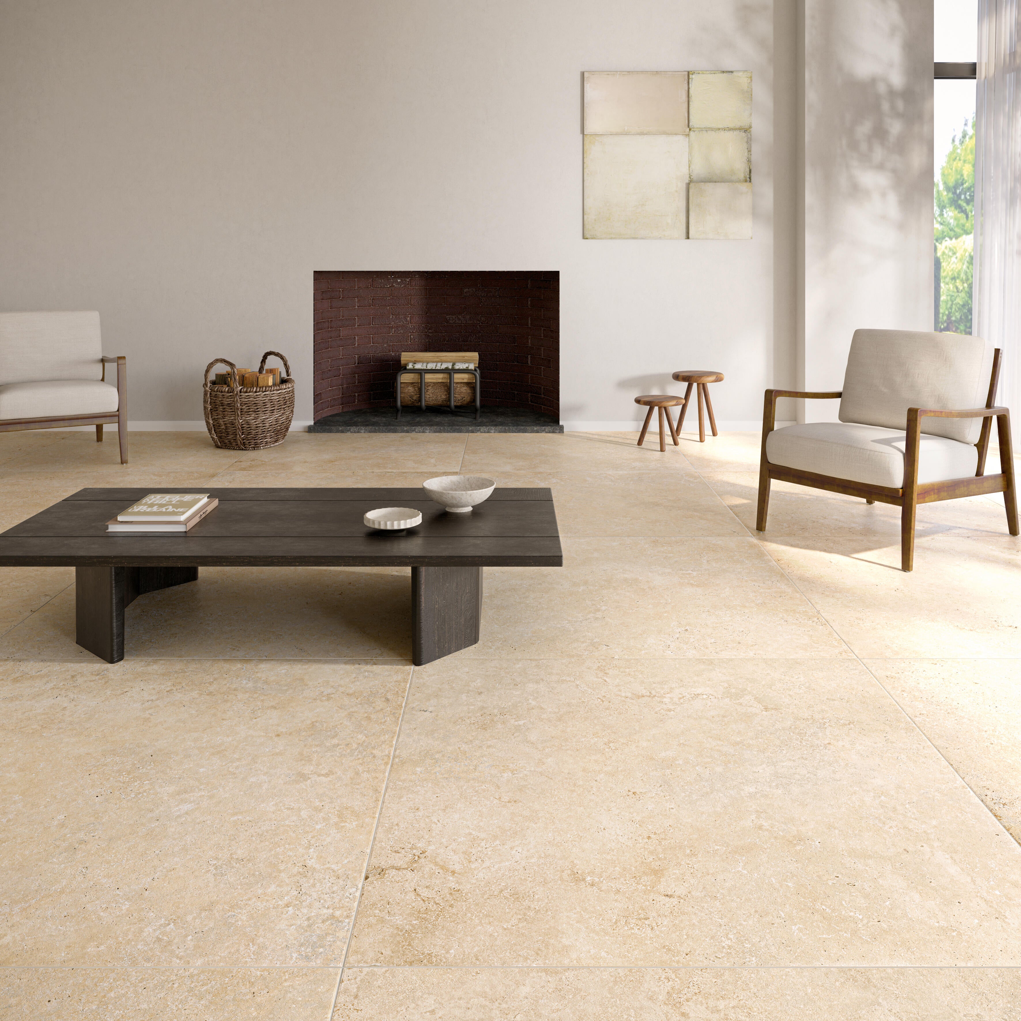 Carrelage sol intérieur effet pierre beige Avertino l.120 x L.120 cm ...